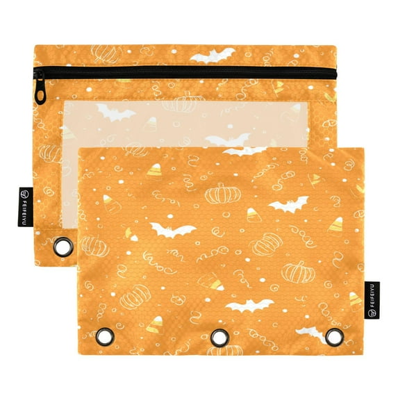 2 Pieces Pencil Bag Binder Pouches 3-Ring Page Turning Folder Pencil ...