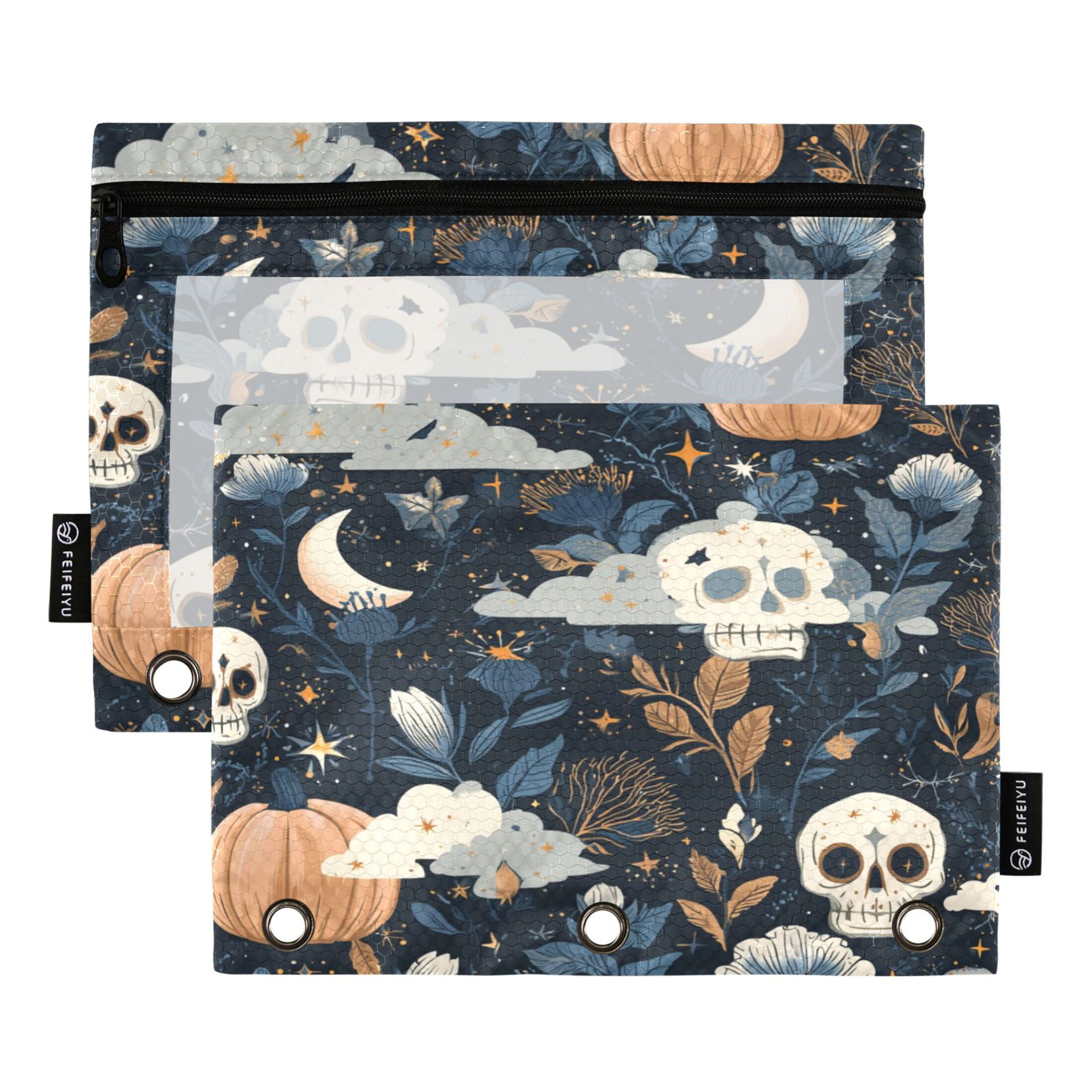 2 Pieces Pencil Bag Binder Pouches 3-Ring Page Turning Folder Pencil ...