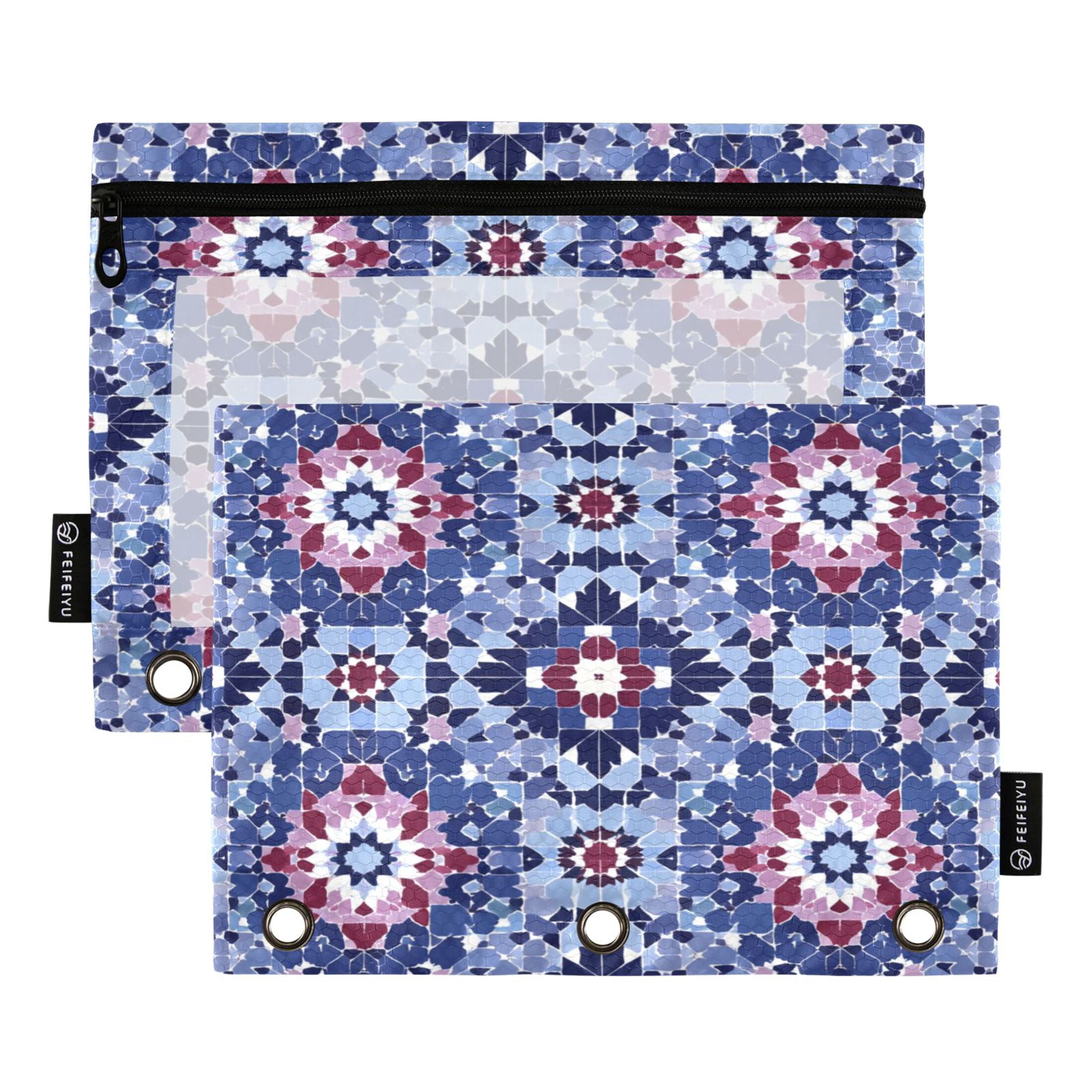 2 Pieces Pencil Bag Binder Pouches 3-Ring Page Turning Folder Pencil ...