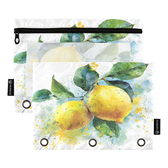 2 Pieces Pencil Bag Binder Pouches 3-Ring Page Turning Folder Pencil ...