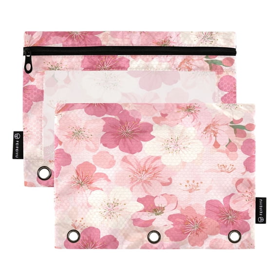2 Pieces Pencil Bag Binder Pouches 3-Ring Page Turning Folder Pencil ...