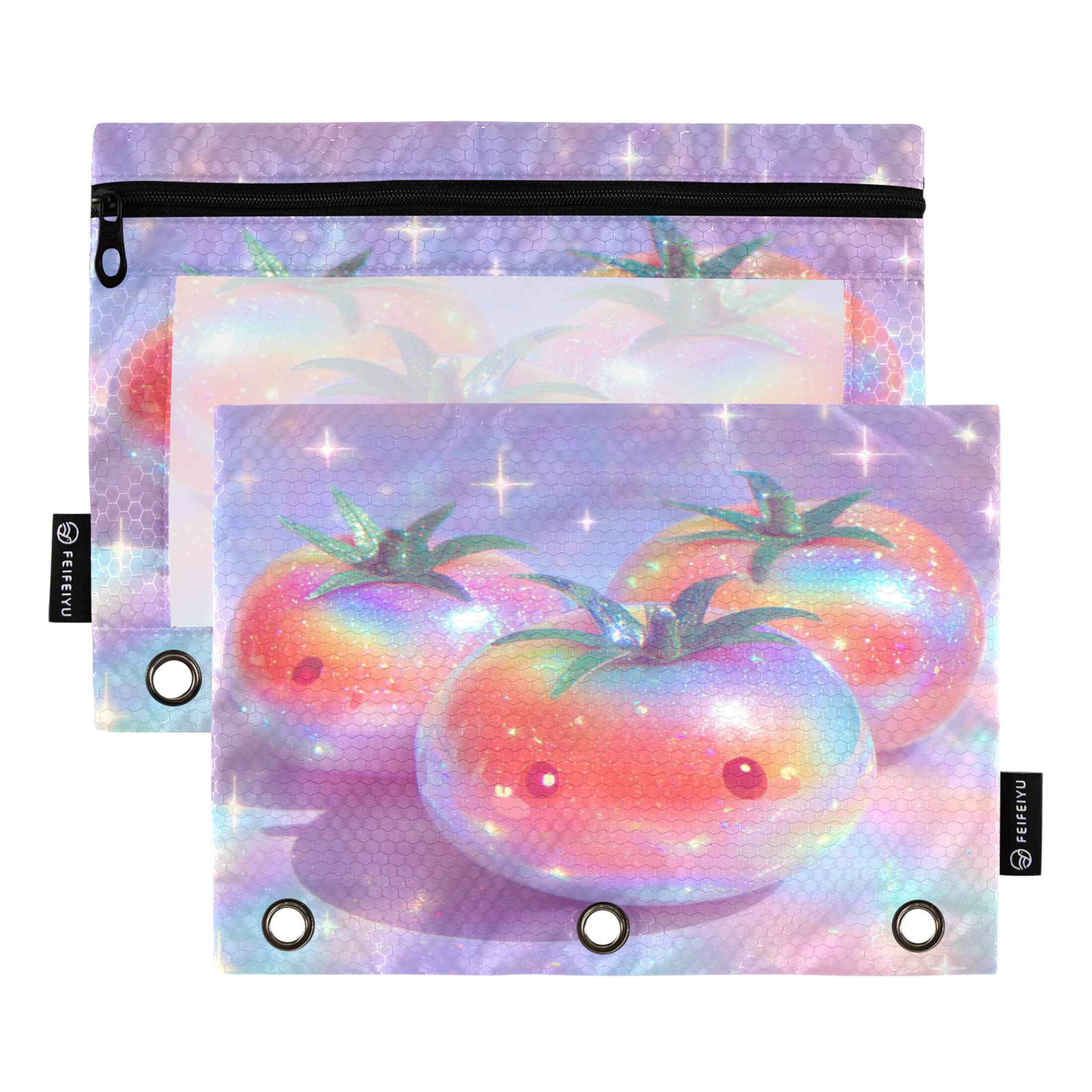 2 Pieces Pencil Bag Binder Pouches 3-Ring Page Turning Folder Pencil ...