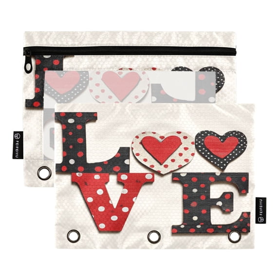 2 Pieces Pencil Bag Binder Pouches 3-Ring Page Turning Folder Pencil ...