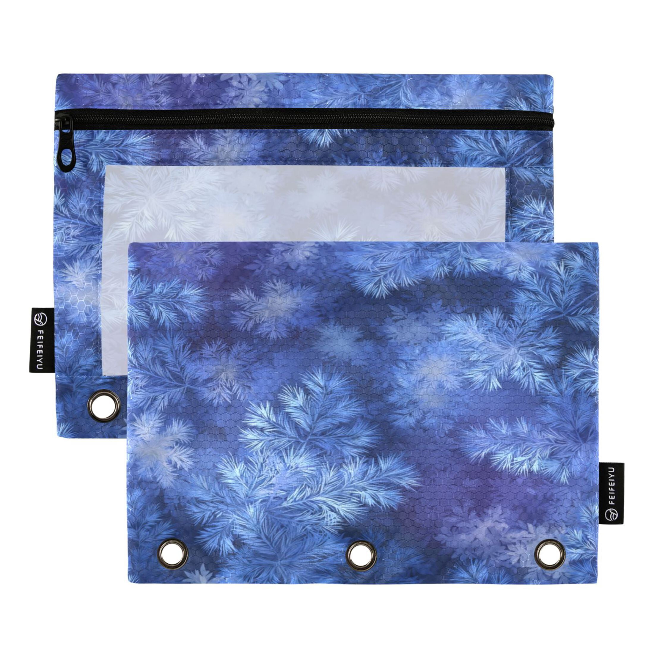 2 Pieces Pencil Bag Binder Pouches 3-Ring Page Turning Folder Pencil ...