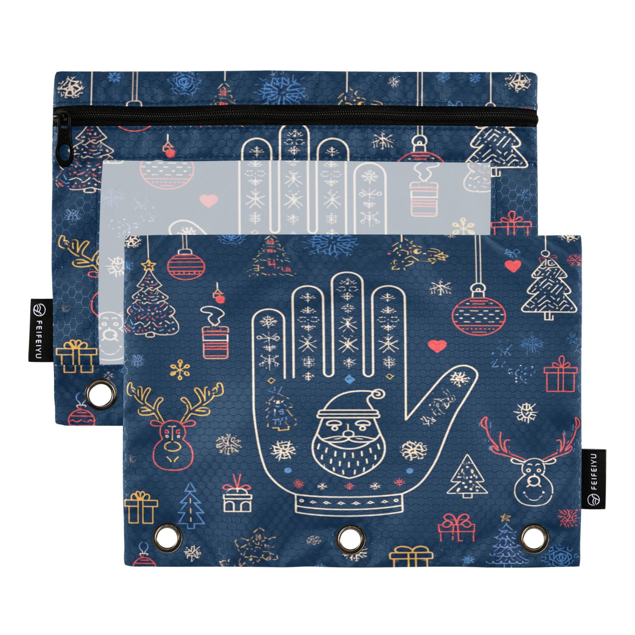 2 Pieces Pencil Bag Binder Pouches 3-Ring Page Turning Folder Pencil ...