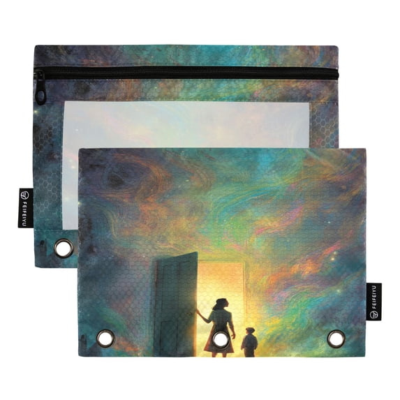 2 Pieces Pencil Bag Binder Pouches 3-Ring Page Turning Folder Pencil ...