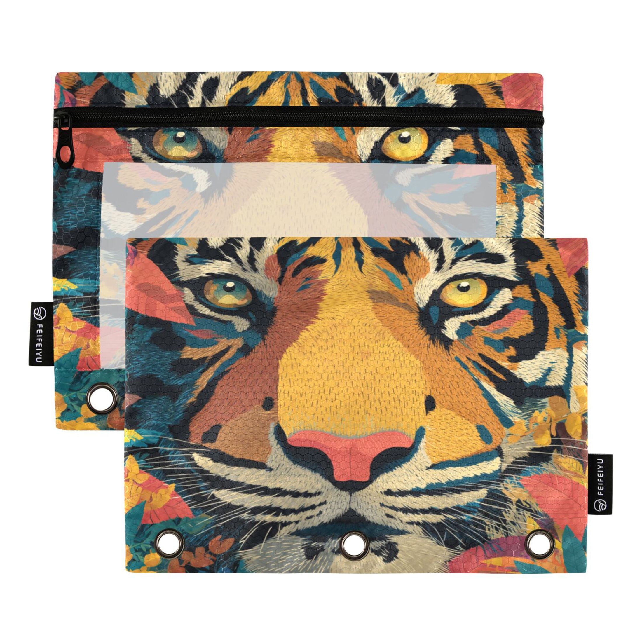 2 Pieces Pencil Bag Binder Pouches 3-Ring Page Turning Folder Pencil ...
