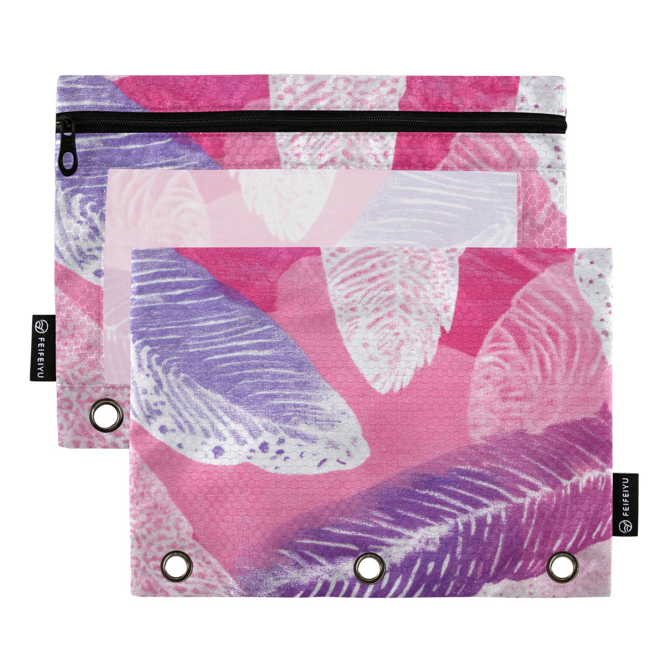 2 Pieces Pencil Bag Binder Pouches 3-Ring Page Turning Folder Pencil ...