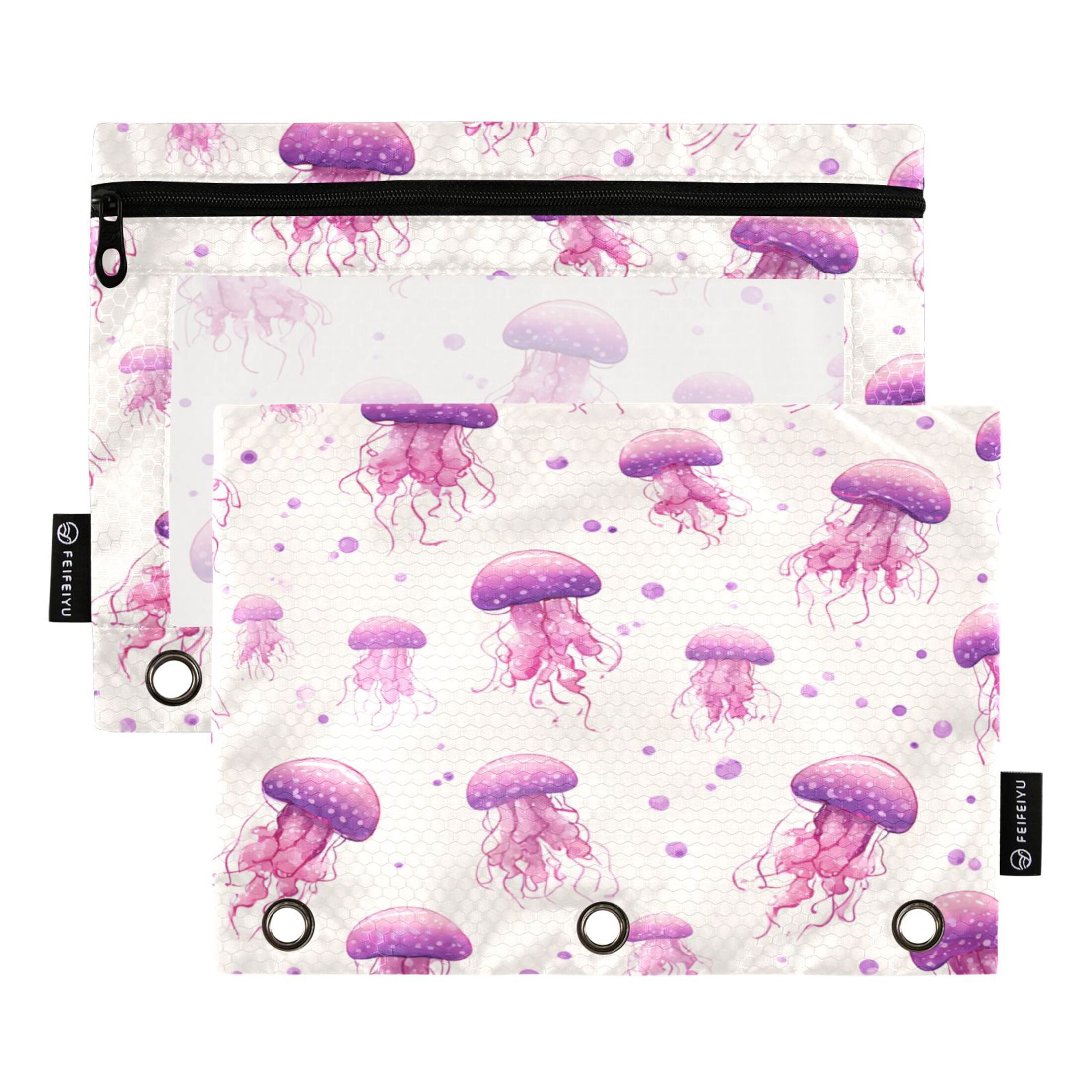 2 Pieces Pencil Bag Binder Pouches 3-Ring Page Turning Folder Pencil ...