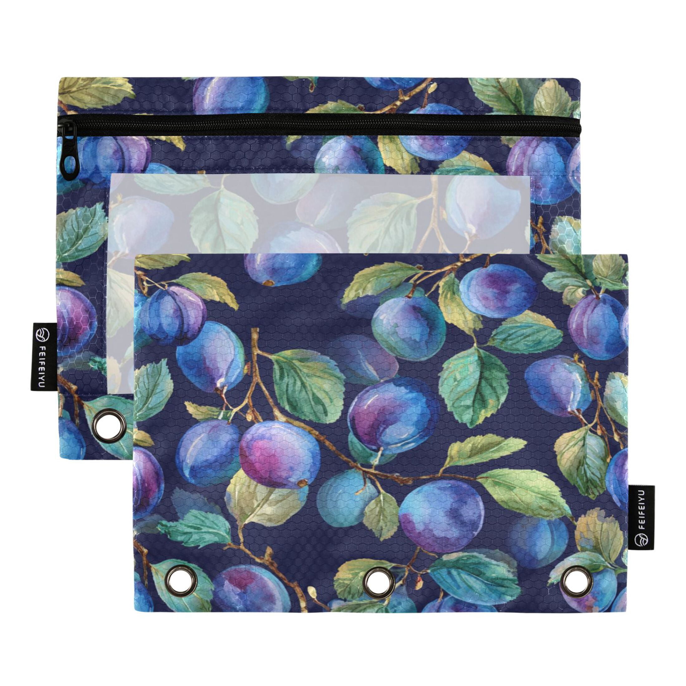 2 Pieces Pencil Bag Binder Pouches 3-Ring Page Turning Folder Pencil ...