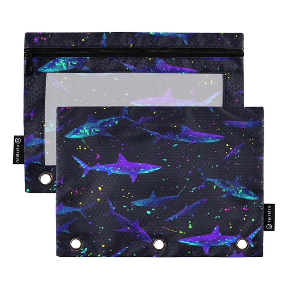 2 Pieces Pencil Bag Binder Pouches 3-Ring Page Turning Folder Pencil ...