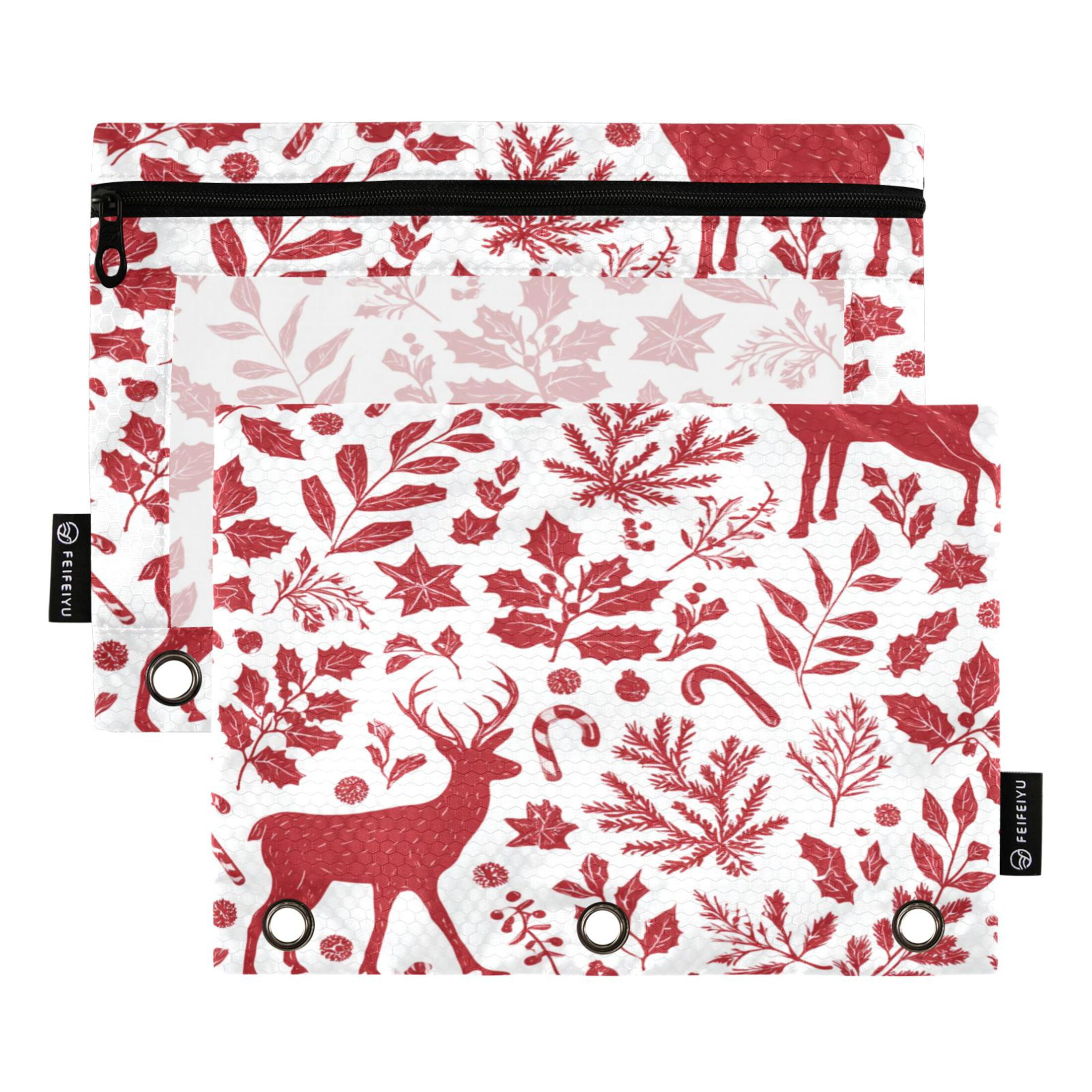 2 Pieces Pencil Bag Binder Pouches 3-Ring Page Turning Folder Pencil ...
