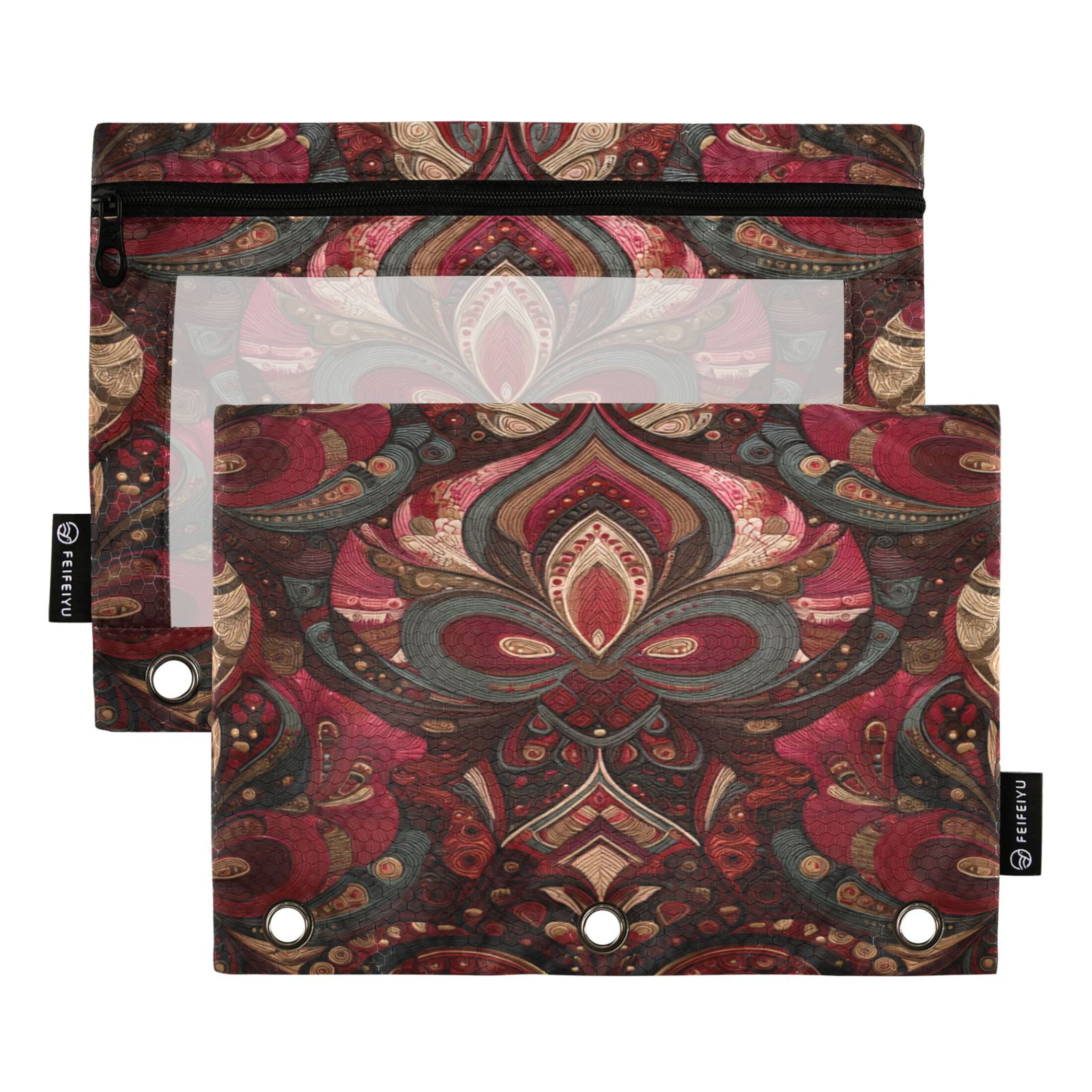 2 Pieces Pencil Bag Binder Pouches 3-Ring Page Turning Folder Pencil ...