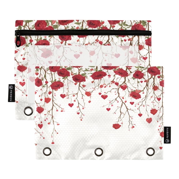 2 Pieces Pencil Bag Binder Pouches 3-Ring Page Turning Folder Pencil ...