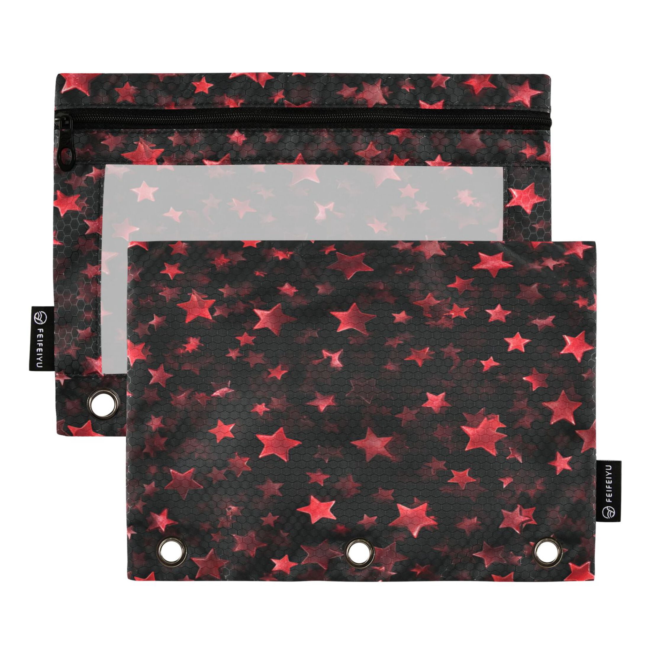 2 Pieces Pencil Bag Binder Pouches 3-Ring Page Turning Folder Pencil ...