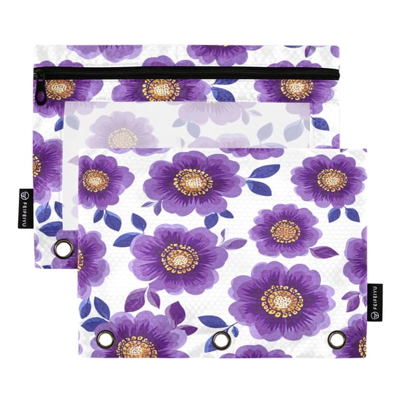 2 Pieces Pencil Bag Binder Pouches 3-Ring Page Turning Folder Pencil ...