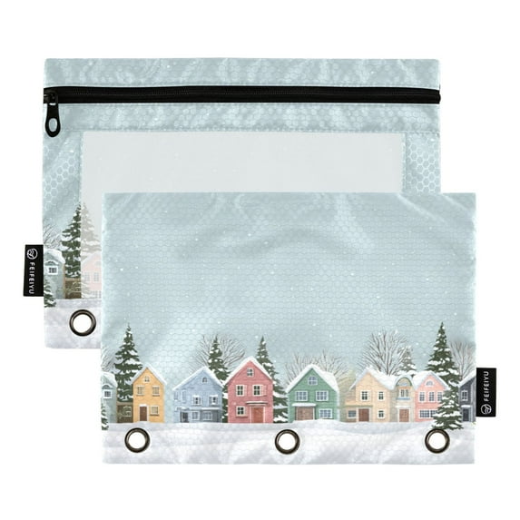 2 Pieces Pencil Bag Binder Pouches 3-Ring Page Turning Folder Pencil ...