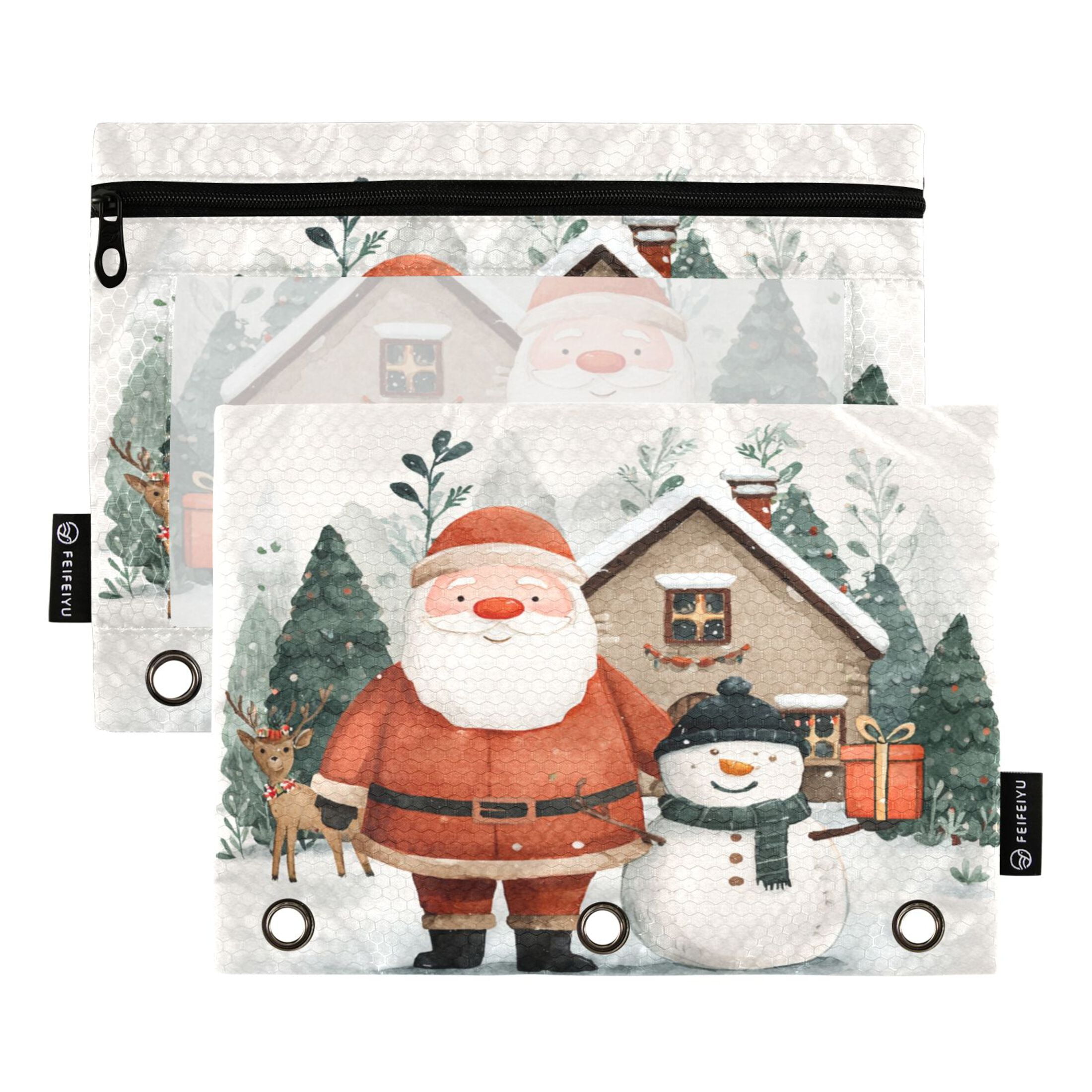 2 Pieces Pencil Bag Binder Pouches 3-Ring Page Turning Folder Pencil ...