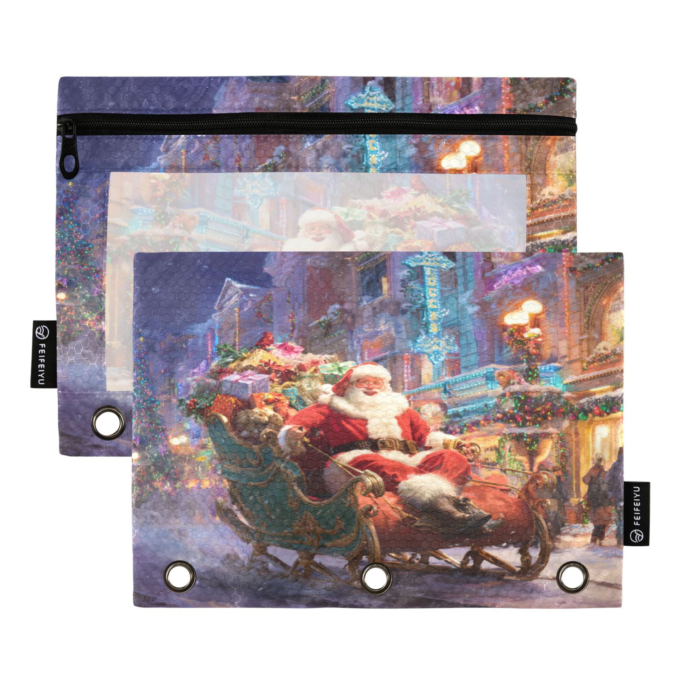 2 Pieces Pencil Bag Binder Pouches 3-Ring Page Turning Folder Pencil ...