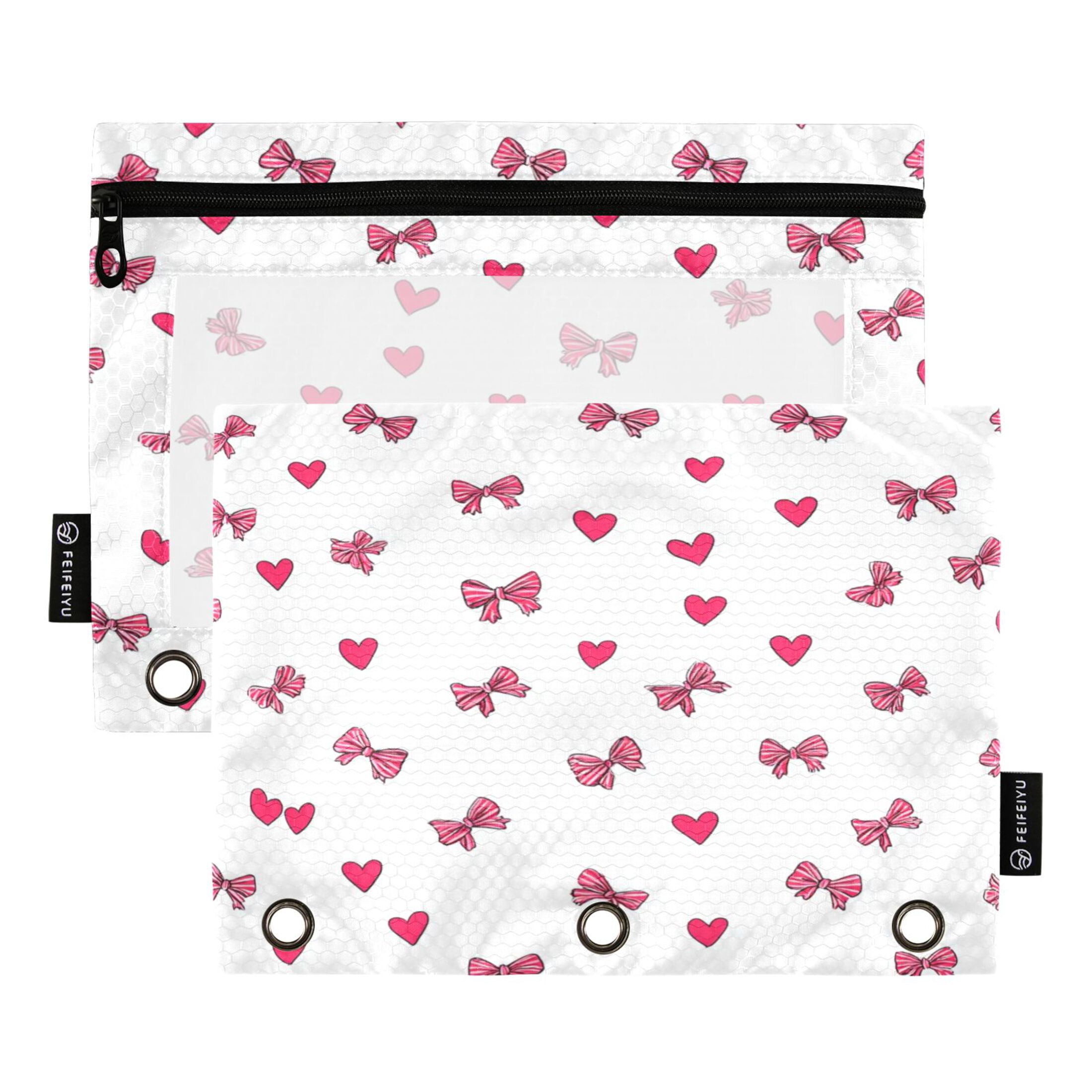 2 Pieces Pencil Bag Binder Pouches 3-Ring Page Turning Folder Pencil ...