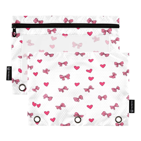 2 Pieces Pencil Bag Binder Pouches 3-Ring Page Turning Folder Pencil ...