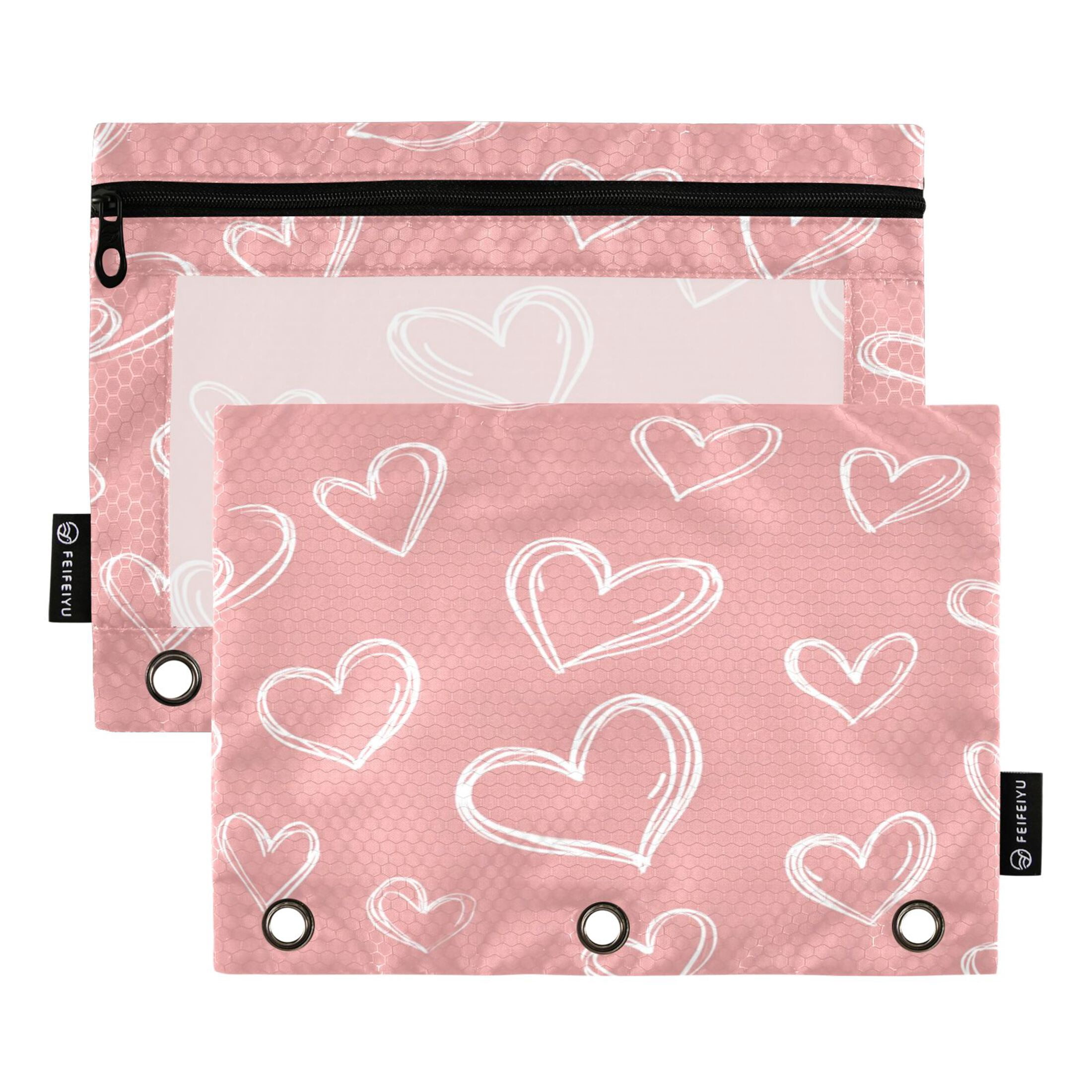 2 Pieces Pencil Bag Binder Pouches 3-Ring Page Turning Folder Pencil ...