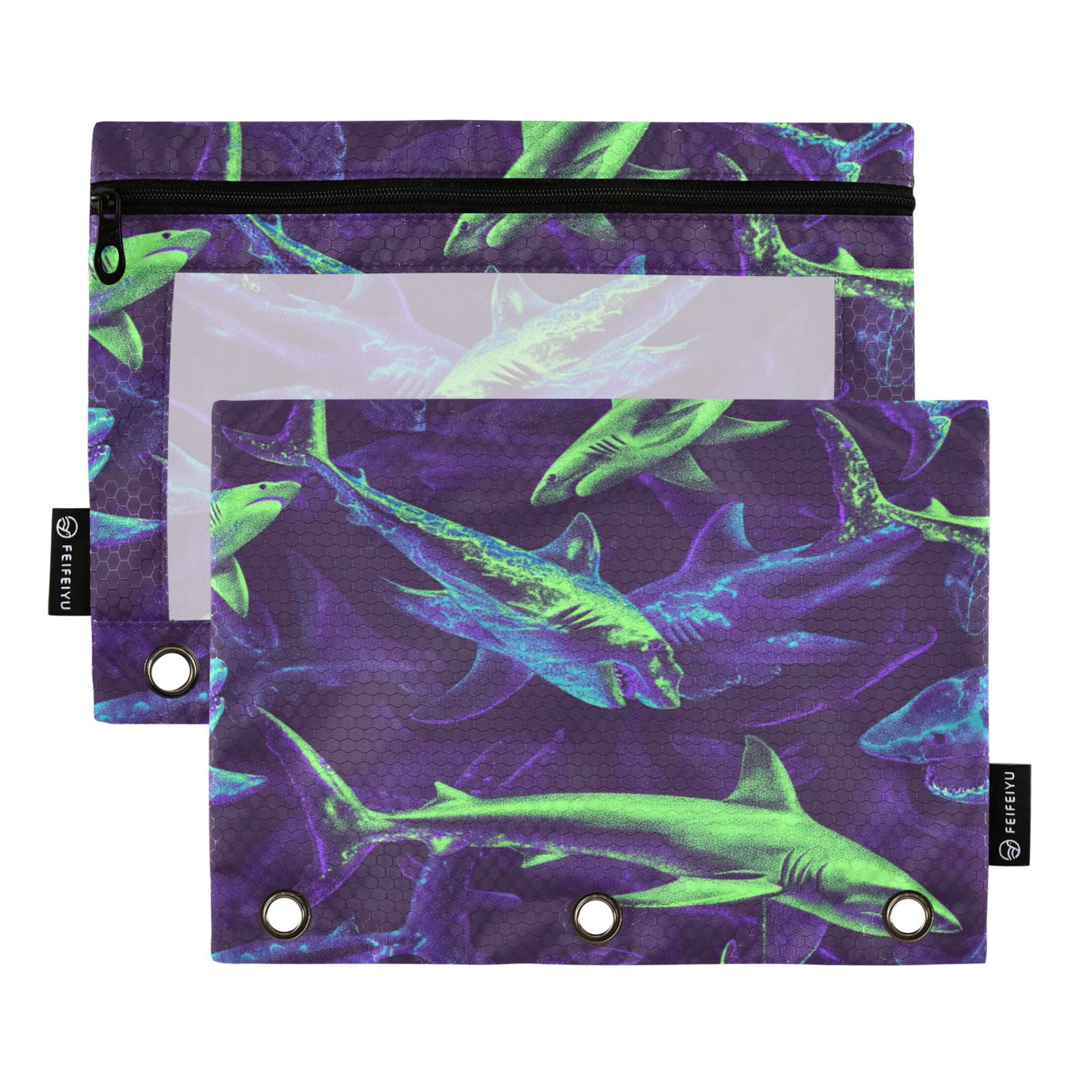 2 Pieces Pencil Bag Binder Pouches 3-Ring Page Turning Folder Pencil ...