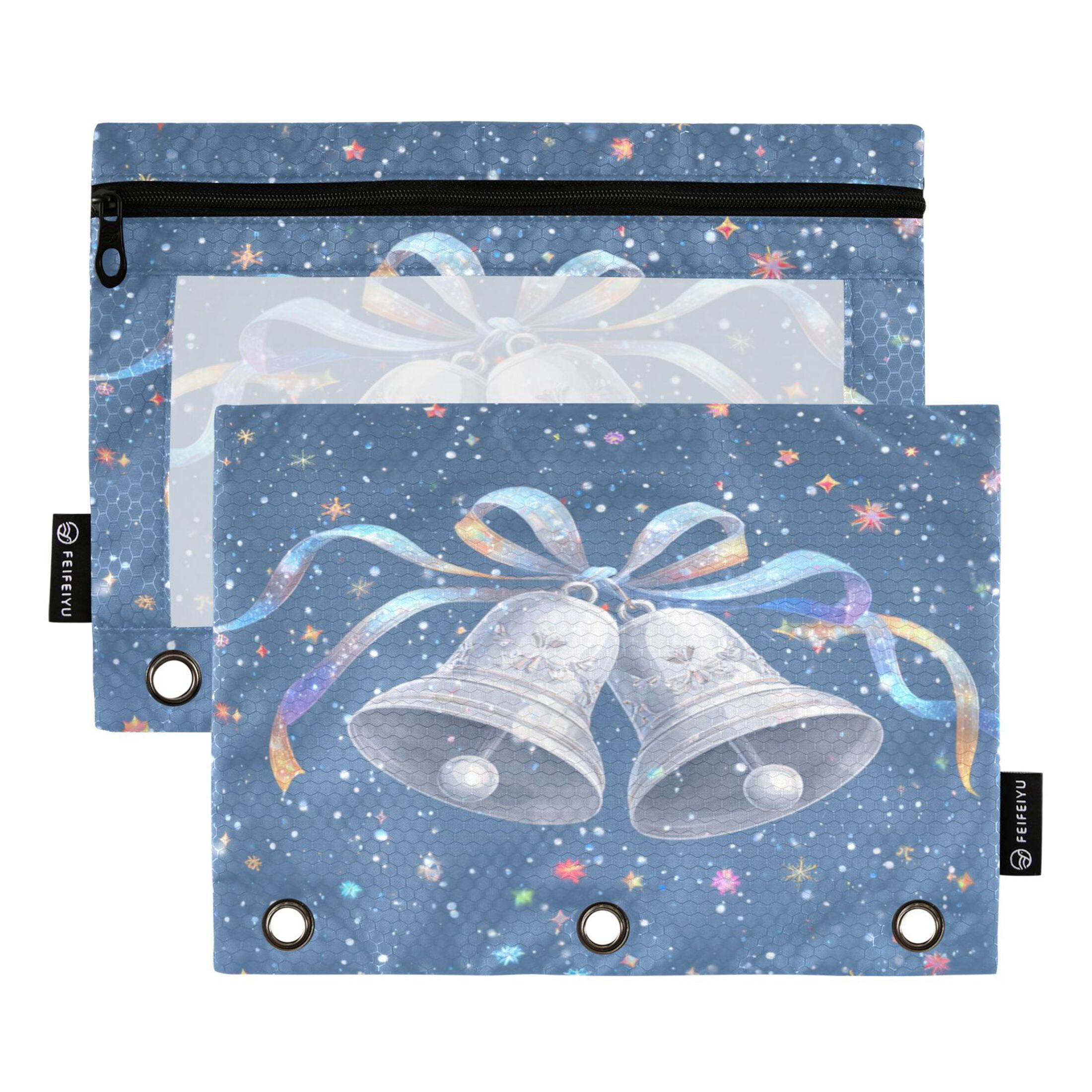 2 Pieces Pencil Bag Binder Pouches 3-Ring Page Turning Folder Pencil ...