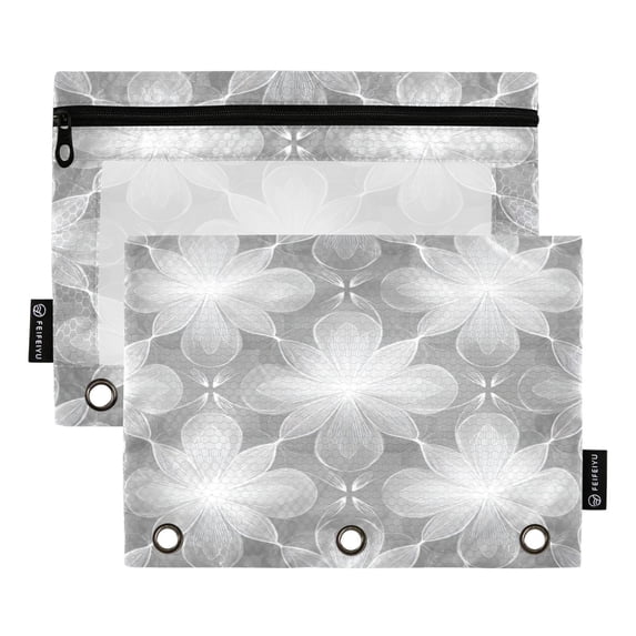 2 Pieces Pencil Bag Binder Pouches 3-Ring Page Turning Folder Pencil ...