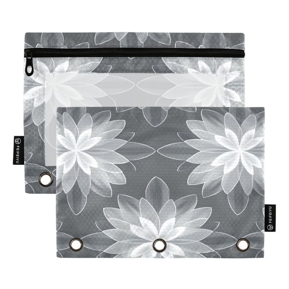 2 Pieces Pencil Bag Binder Pouches 3-Ring Page Turning Folder Pencil ...