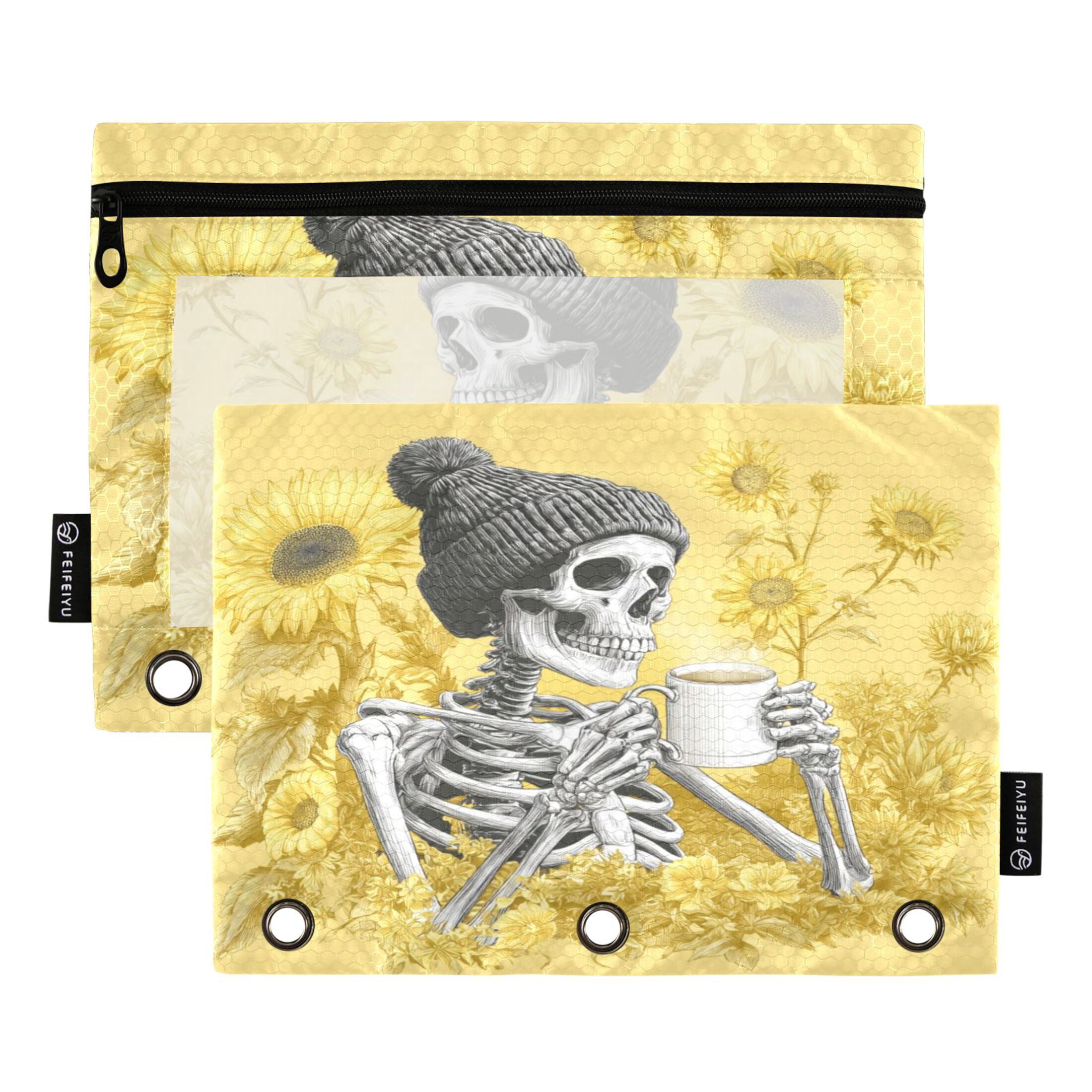 2 Pieces Pencil Bag Binder Pouches 3-Ring Page Turning Folder Pencil ...