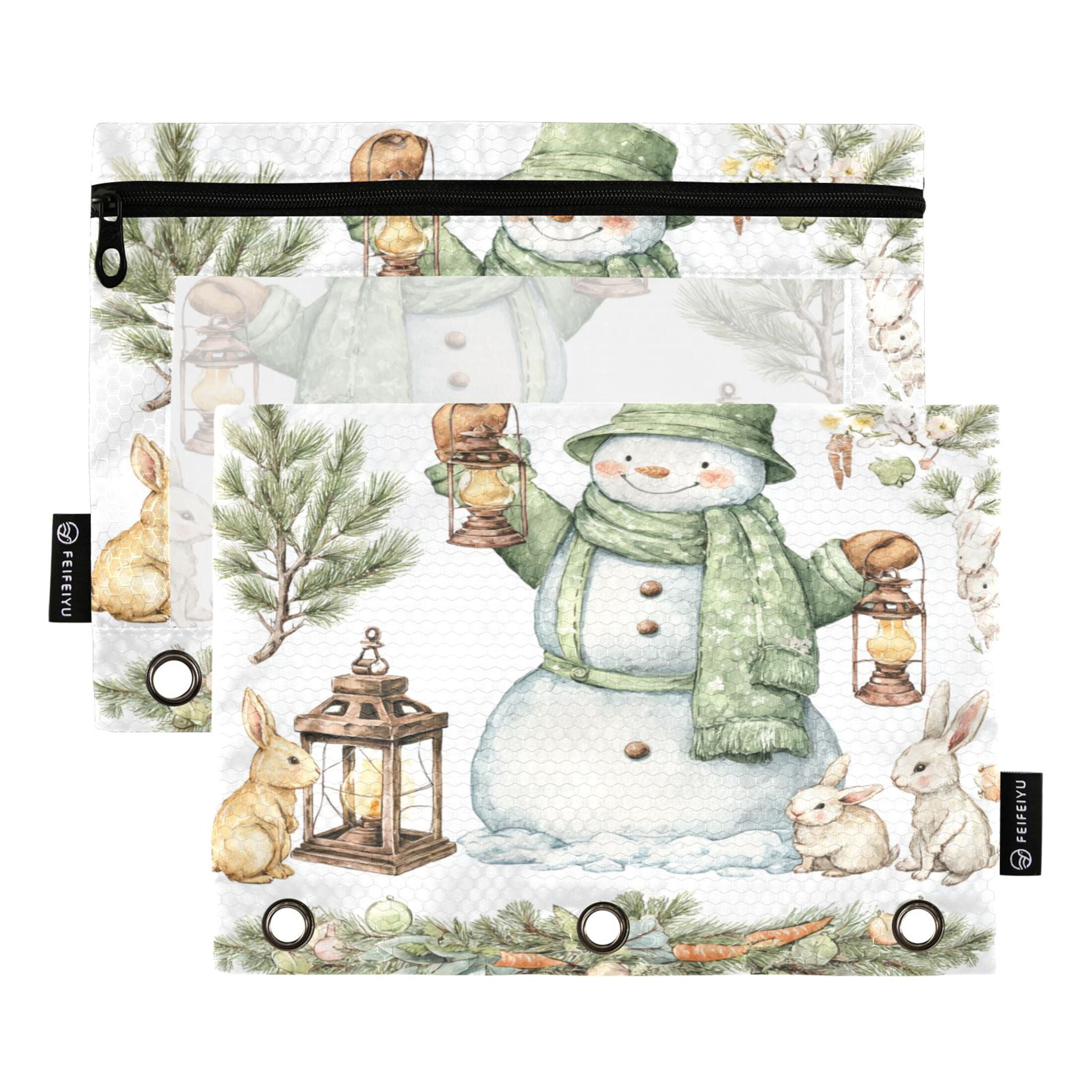 2 Pieces Pencil Bag Binder Pouches 3-Ring Page Turning Folder Pencil ...