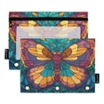 2 Pieces Pencil Bag Binder Pouches 3-Ring Page Turning Folder Pencil ...