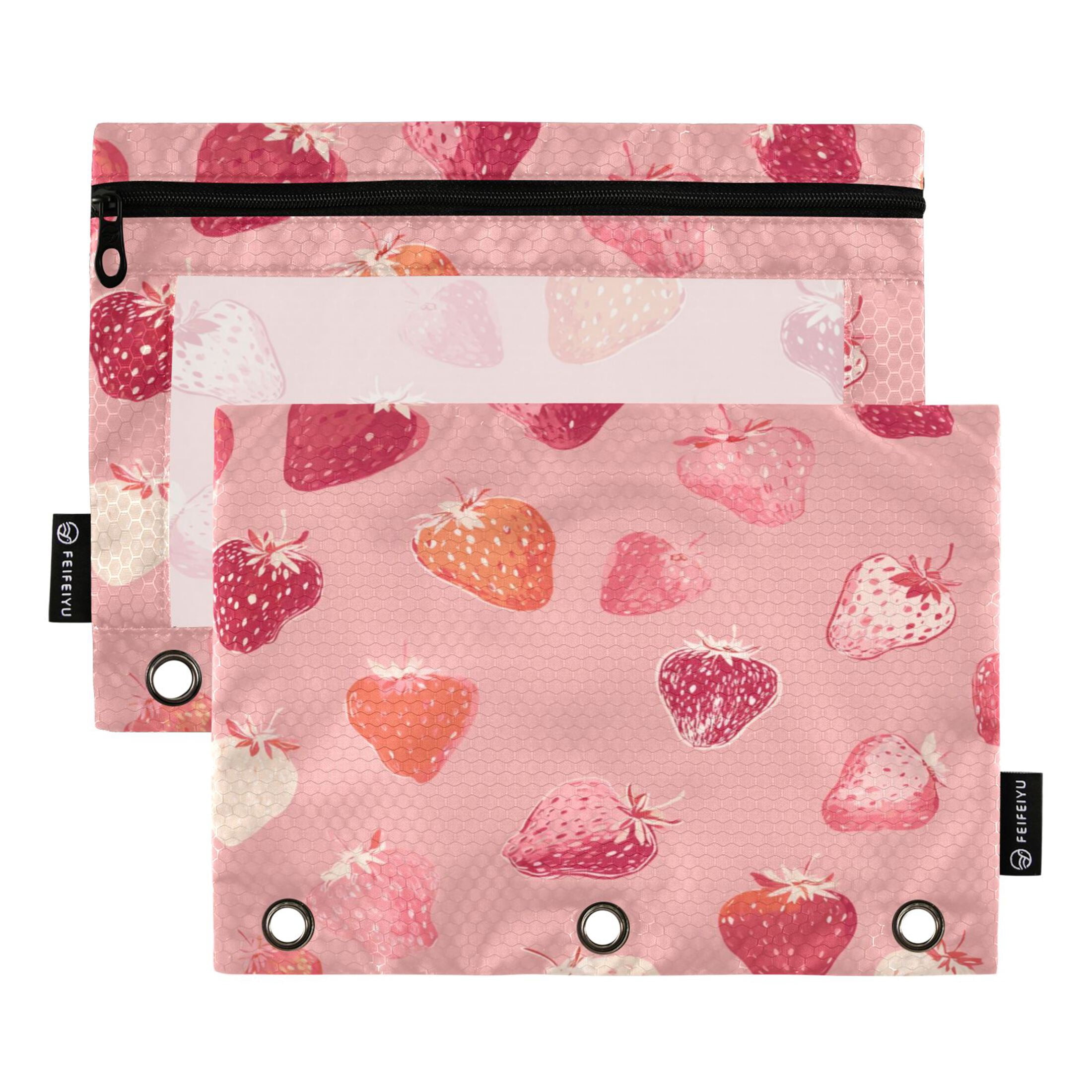 2 Pieces Pencil Bag Binder Pouches 3-Ring Page Turning Folder Pencil ...