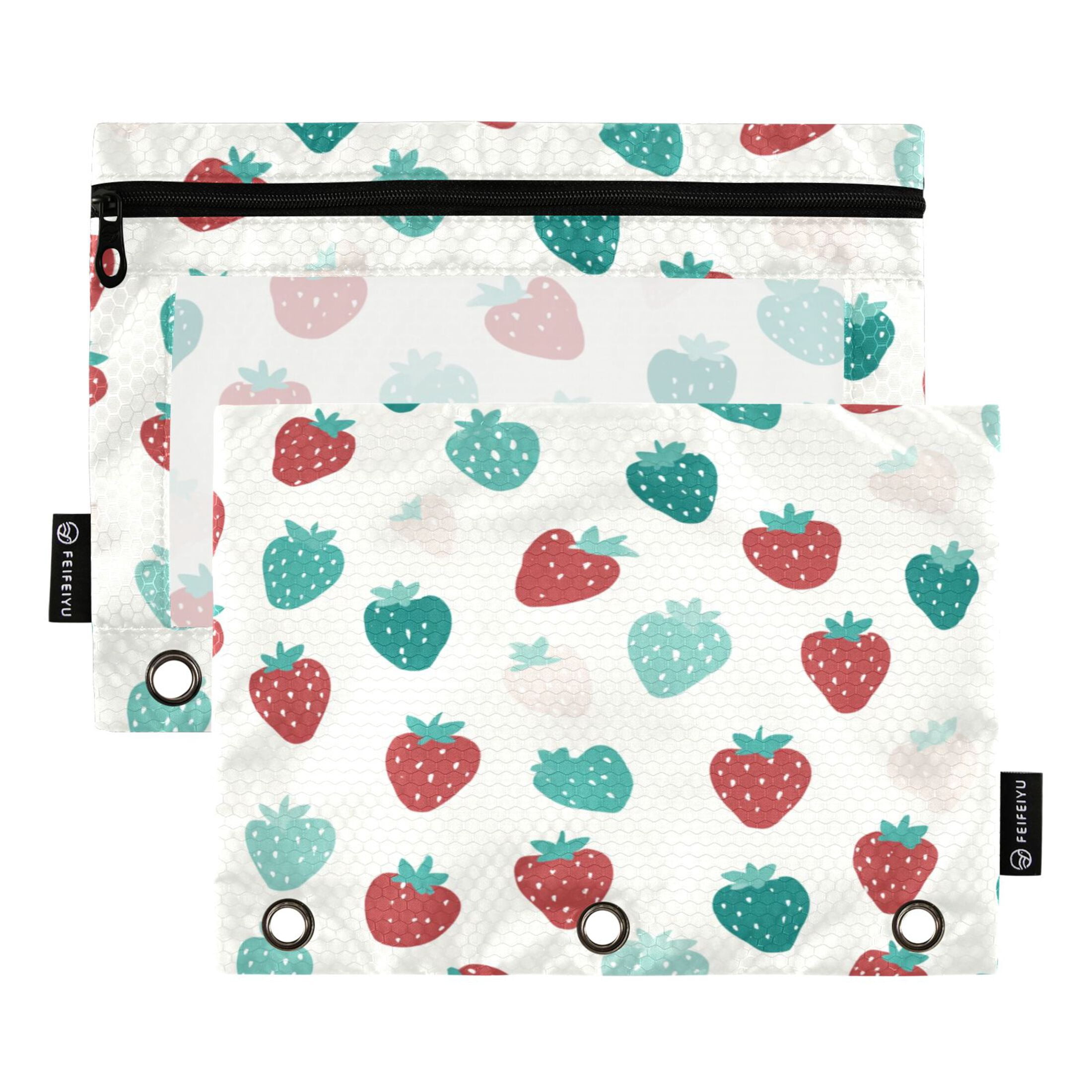 2 Pieces Pencil Bag Binder Pouches 3-Ring Page Turning Folder Pencil ...
