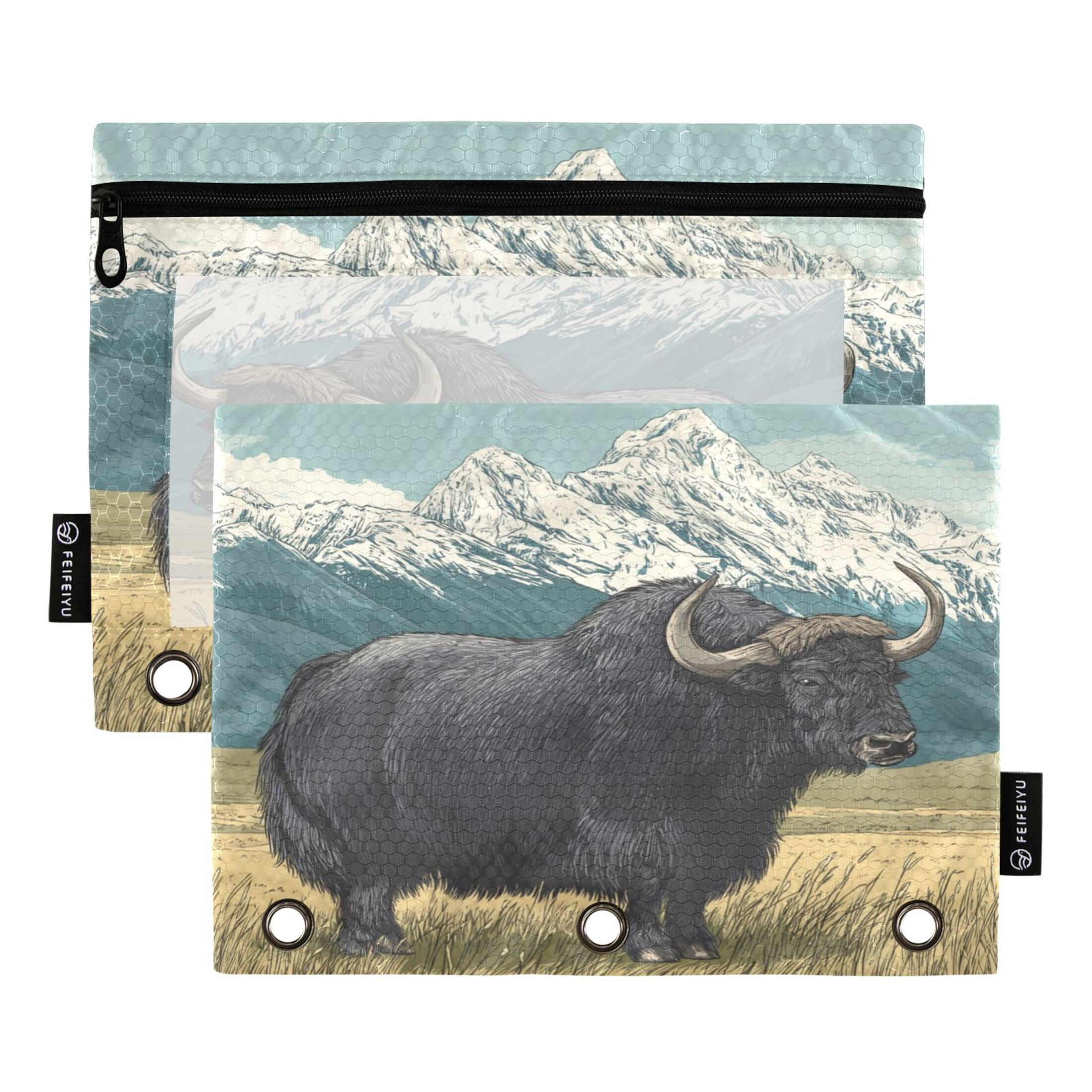 2 Pieces Pencil Bag Binder Pouches 3-Ring Page Turning Folder Pencil ...