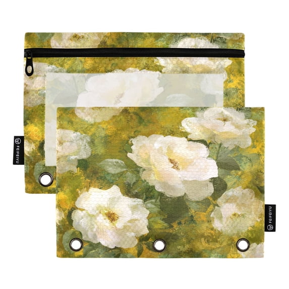2 Pieces Pencil Bag Binder Pouches 3-Ring Page Turning Folder Pencil ...