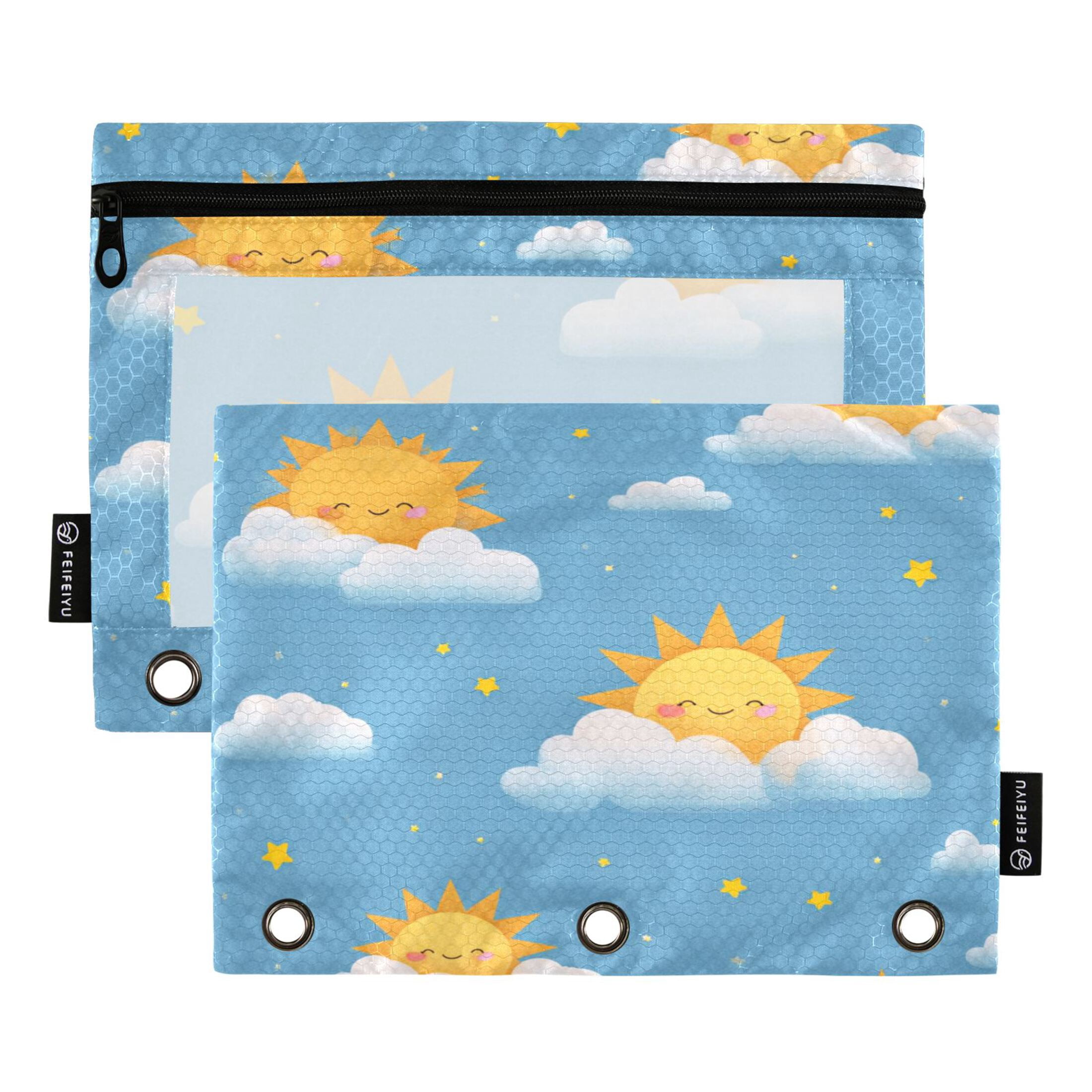 2 Pieces Pencil Bag Binder Pouches 3-Ring Page Turning Folder Pencil ...