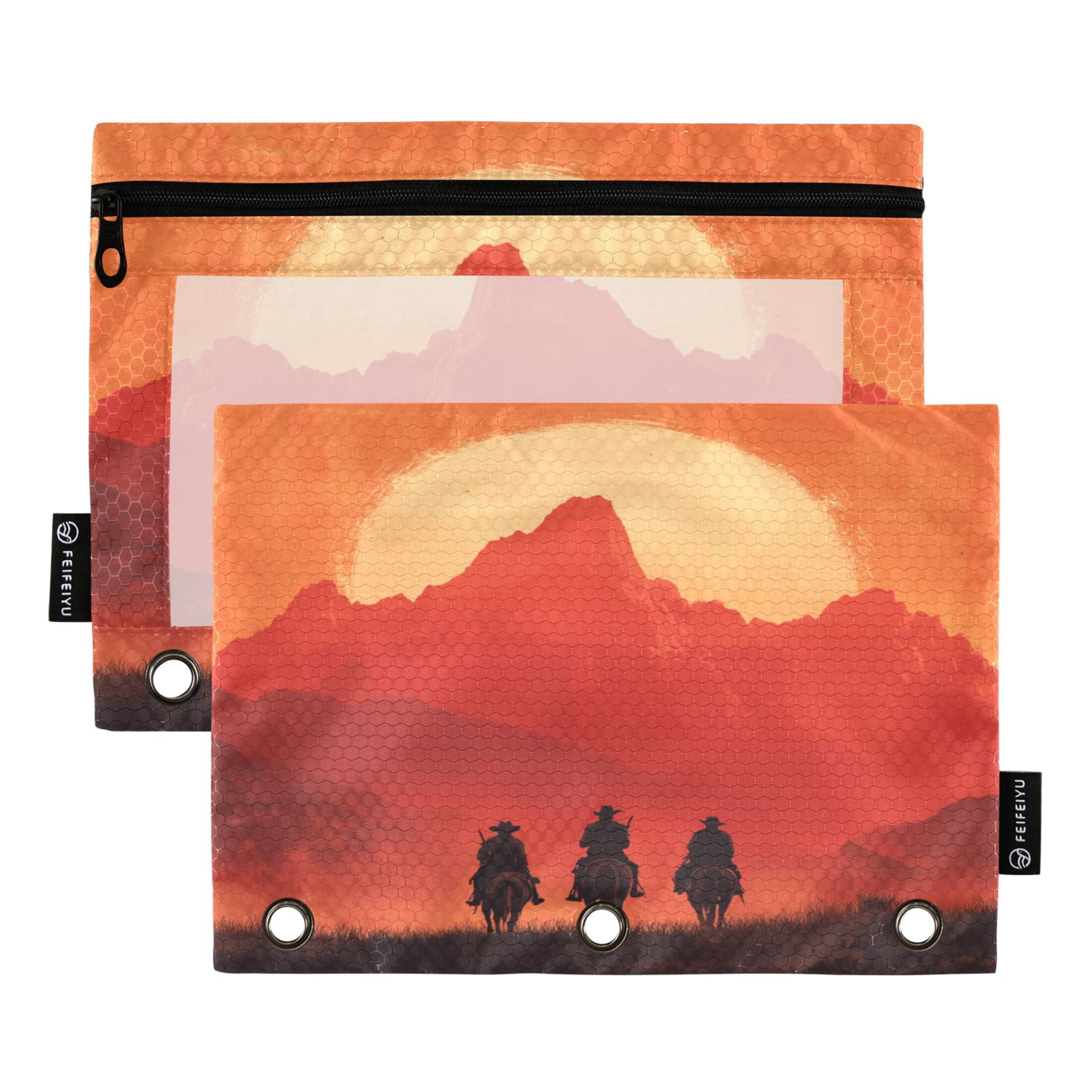 2 Pieces Pencil Bag Binder Pouches 3-Ring Page Turning Folder Pencil ...