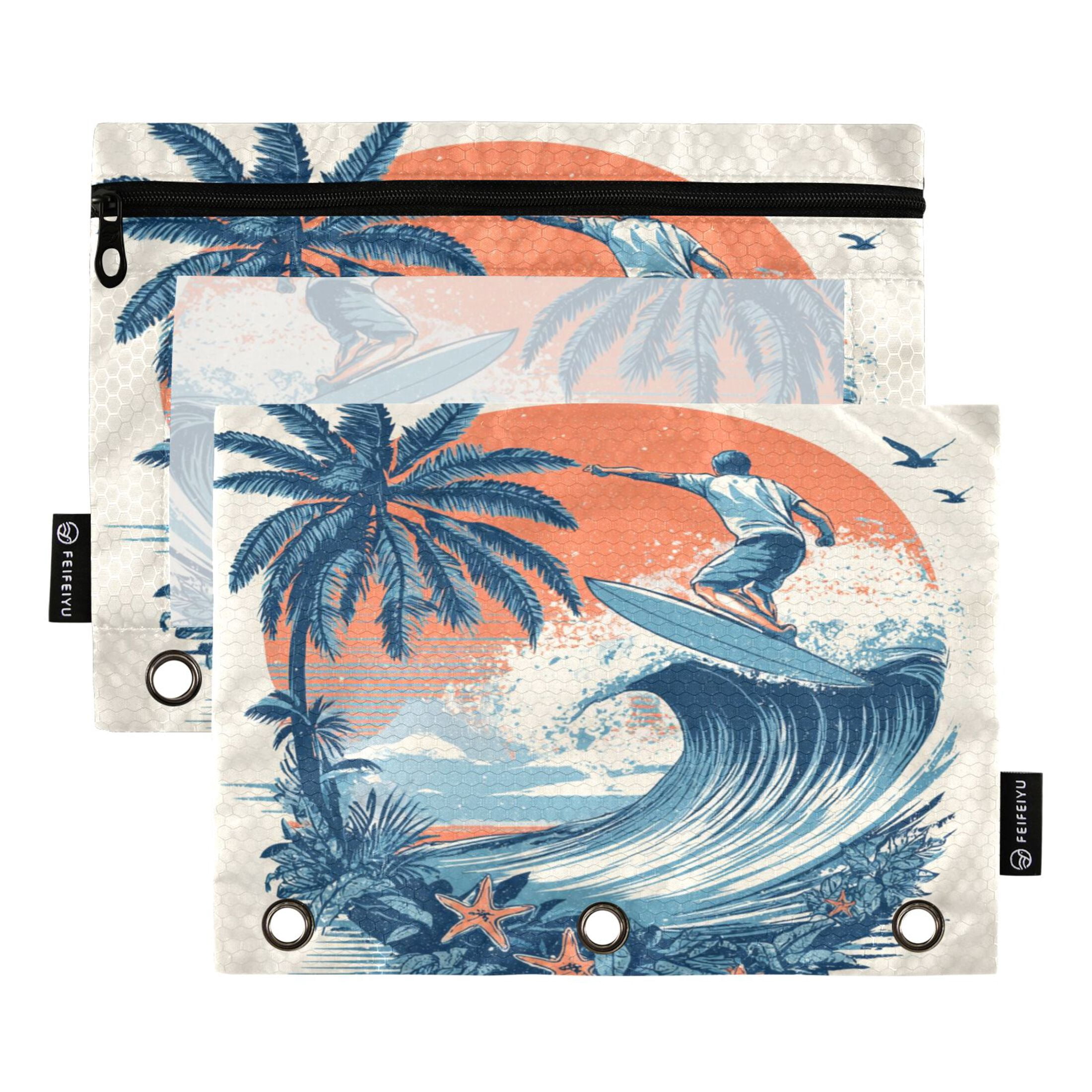 2 Pieces Pencil Bag Binder Pouches 3-Ring Page Turning Folder Pencil ...