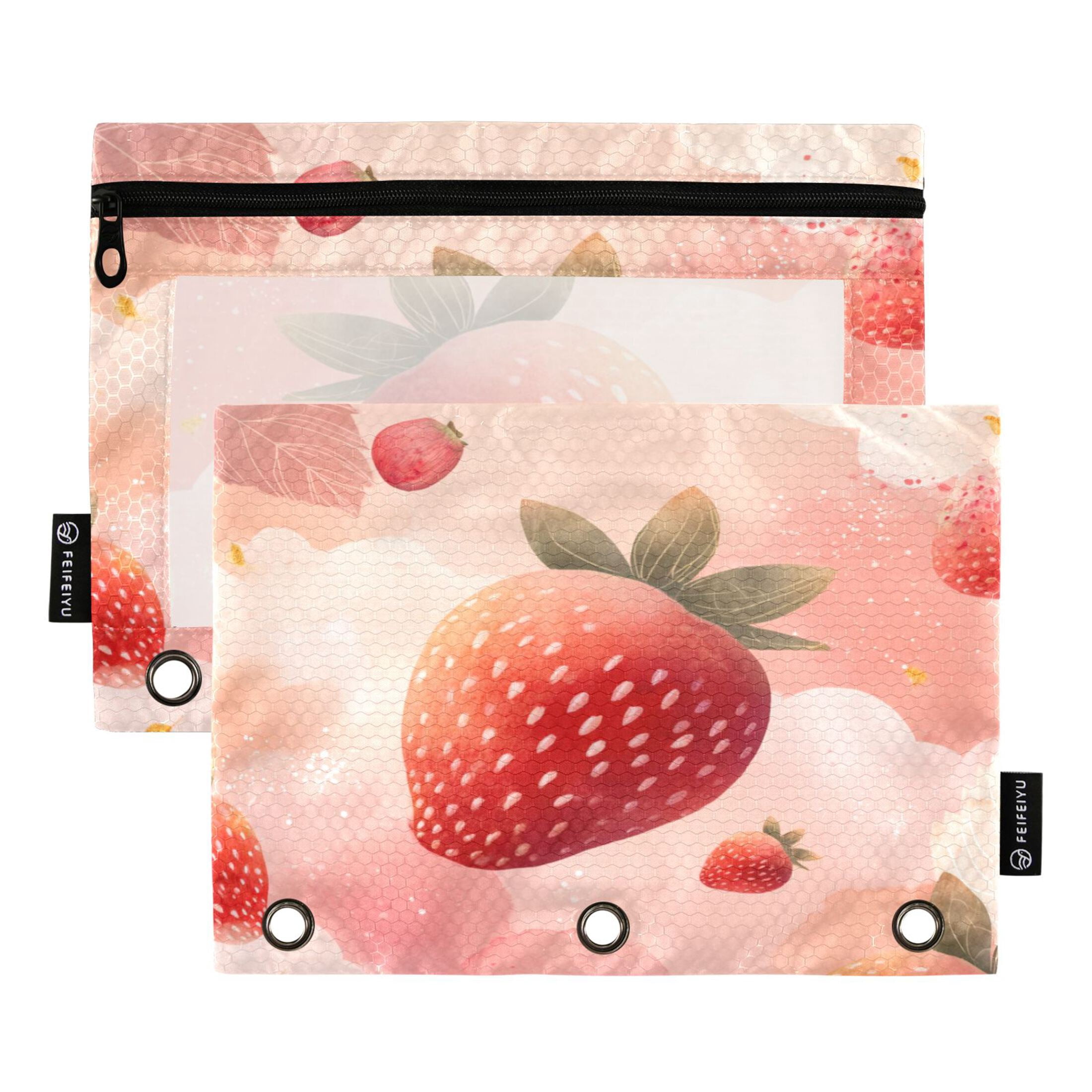 2 Pieces Pencil Bag Binder Pouches 3-Ring Page Turning Folder Pencil ...