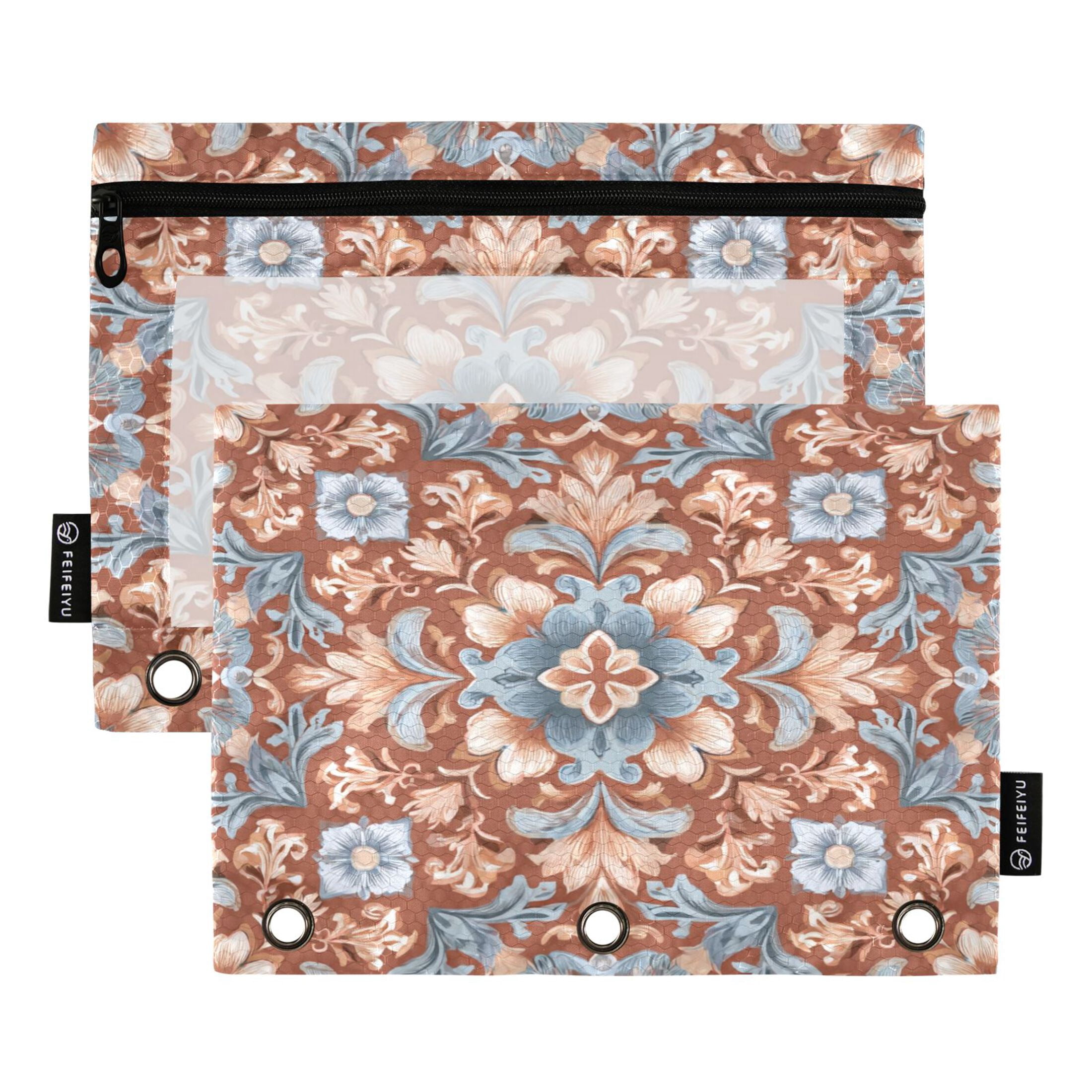 2 Pieces Pencil Bag Binder Pouches 3-Ring Page Turning Folder Pencil ...