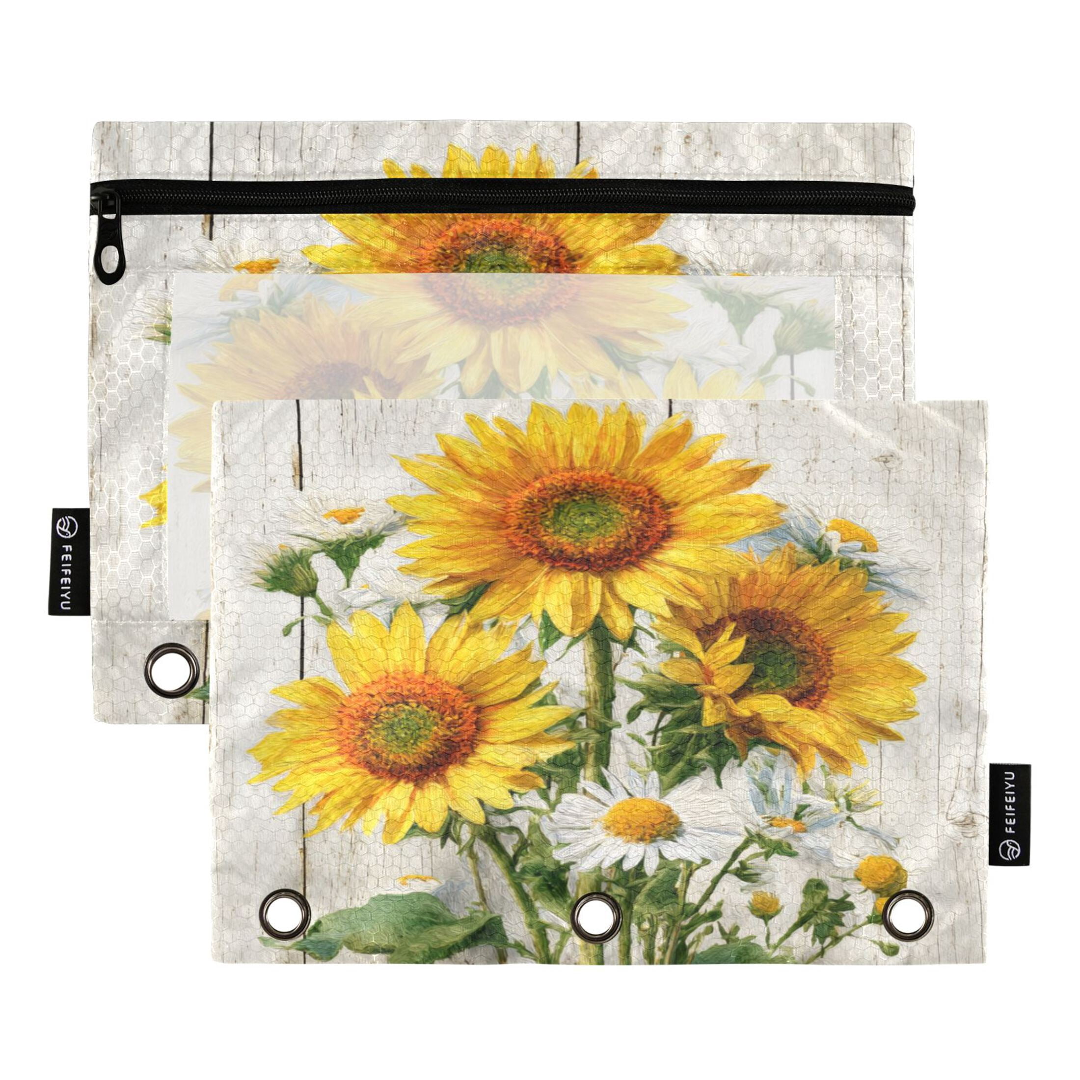 2 Pieces Pencil Bag Binder Pouches 3-Ring Page Turning Folder Pencil ...