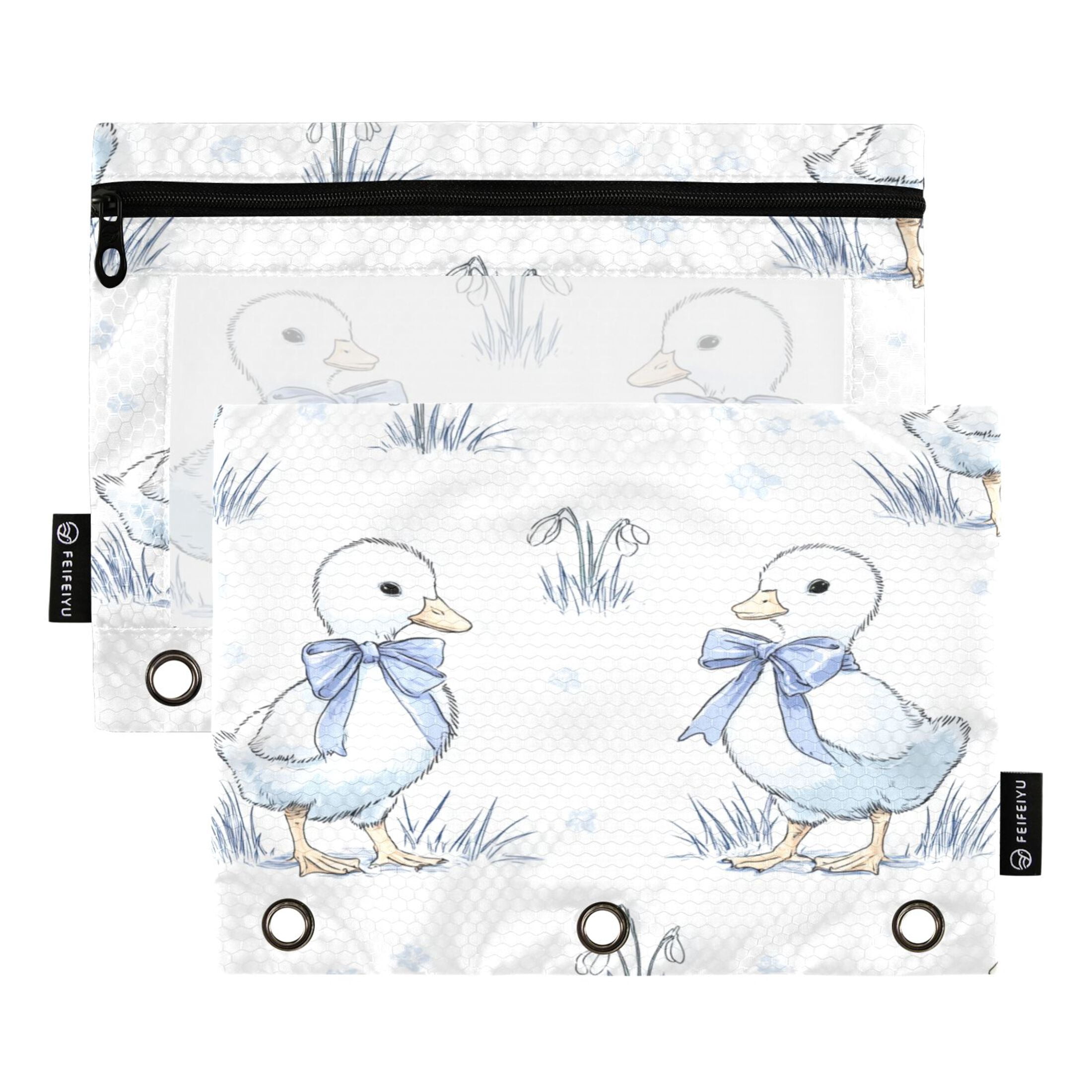 2 Pieces Pencil Bag Binder Pouches 3-Ring Page Turning Folder Pencil ...