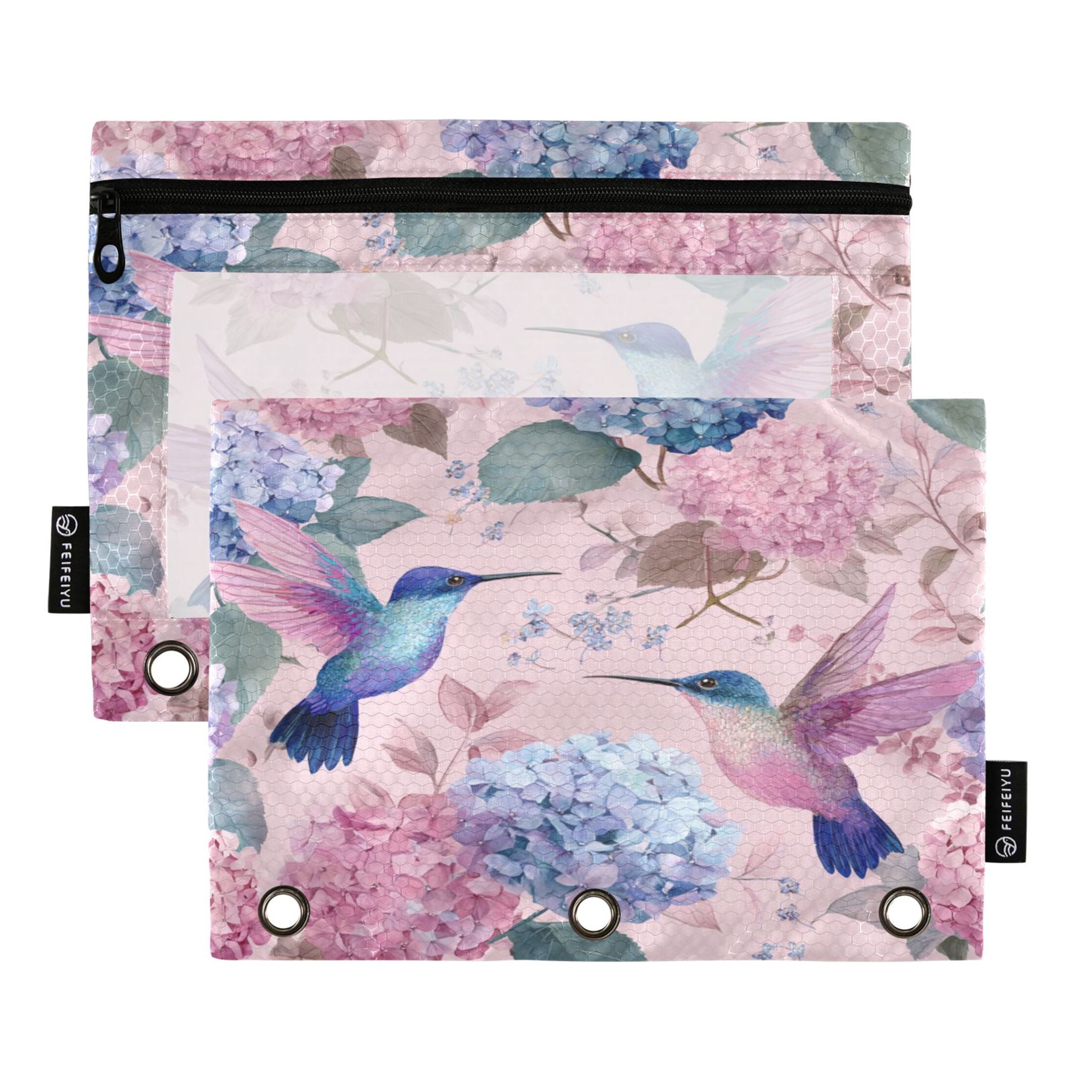 2 Pieces Pencil Bag Binder Pouches 3-Ring Page Turning Folder Pencil ...