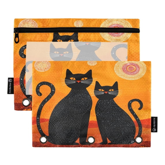 2 Pieces Pencil Bag Binder Pouches 3-Ring Page Turning Folder Pencil ...