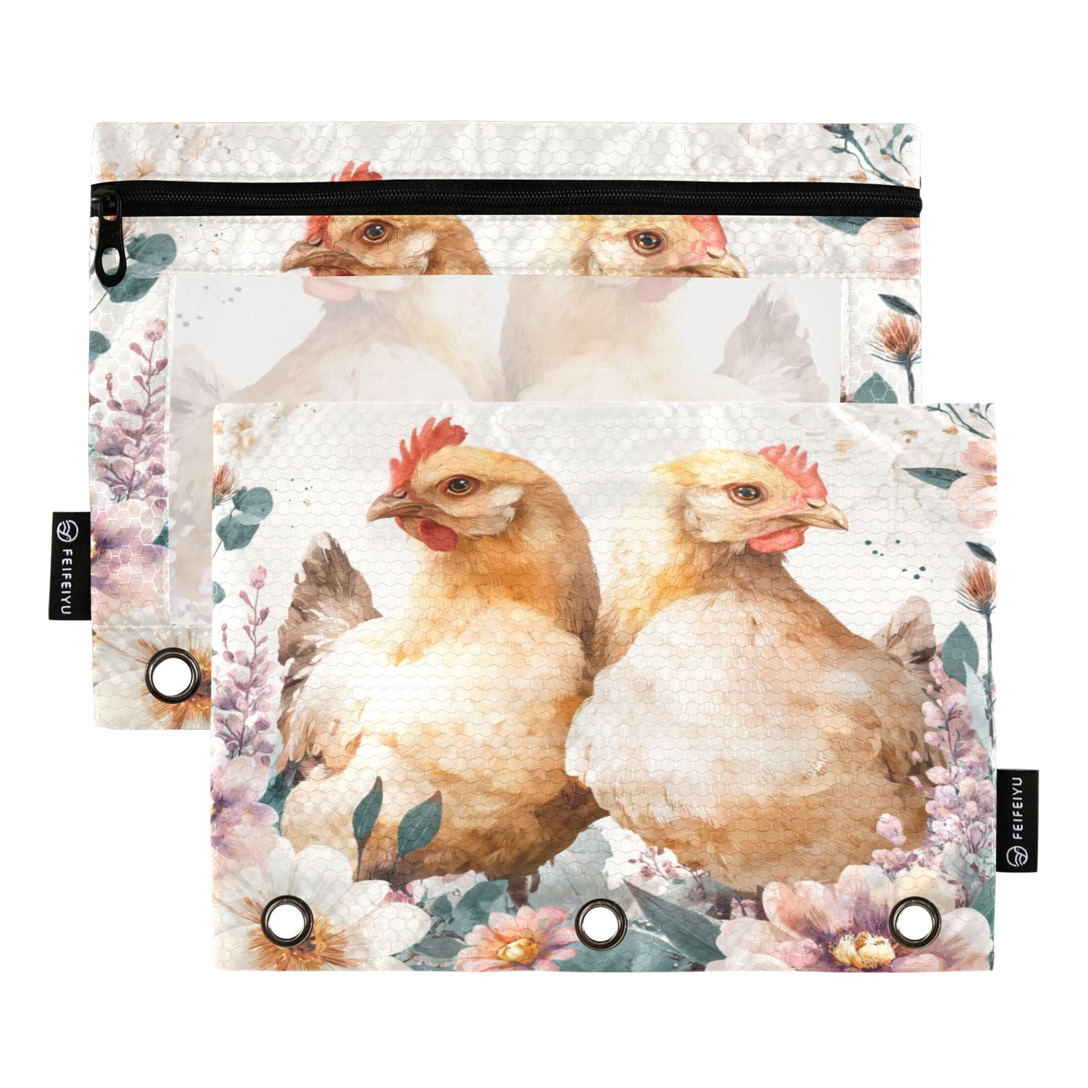 2 Pieces Pencil Bag Binder Pouches 3-Ring Page Turning Folder Pencil ...