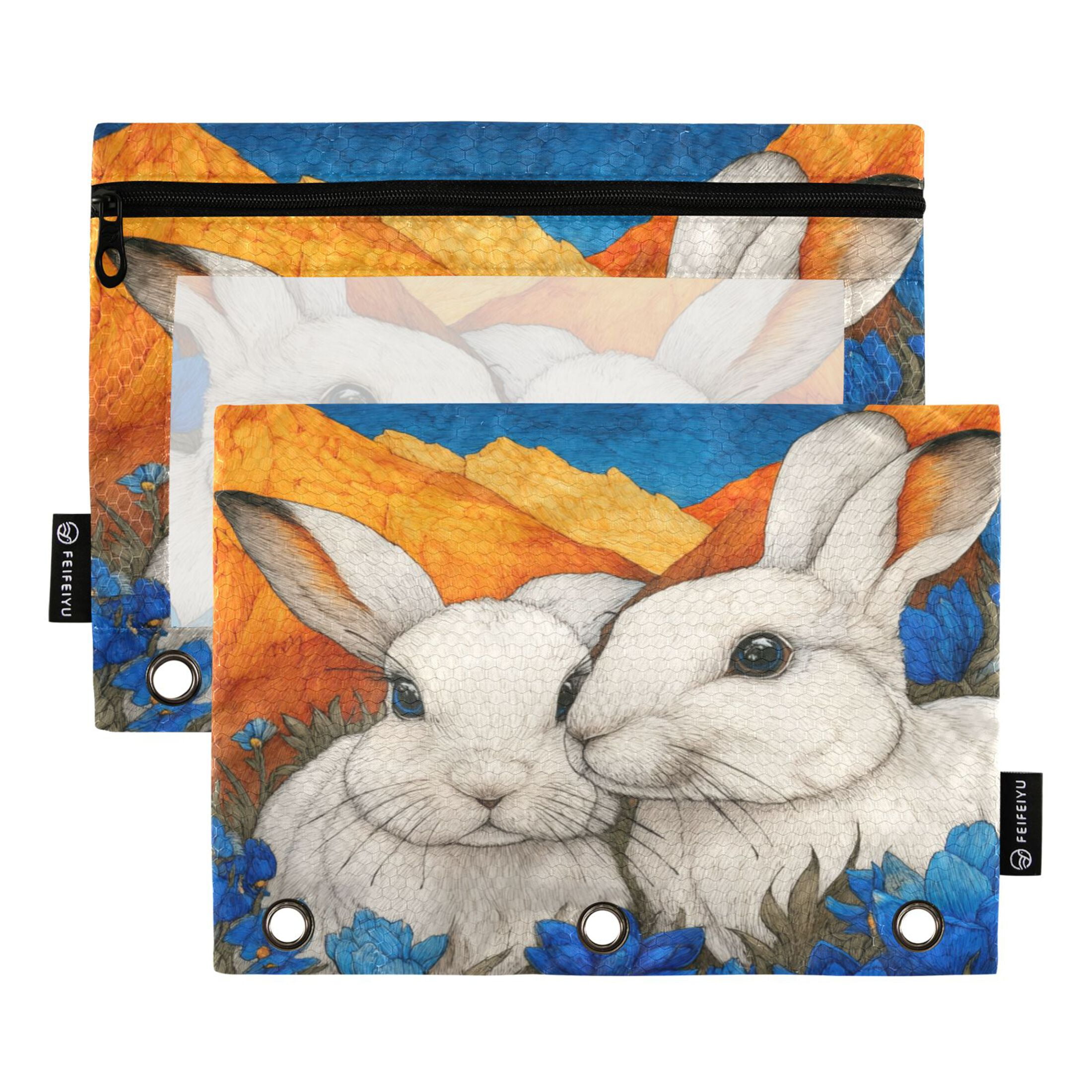 2 Pieces Pencil Bag Binder Pouches 3-Ring Page Turning Folder Pencil ...