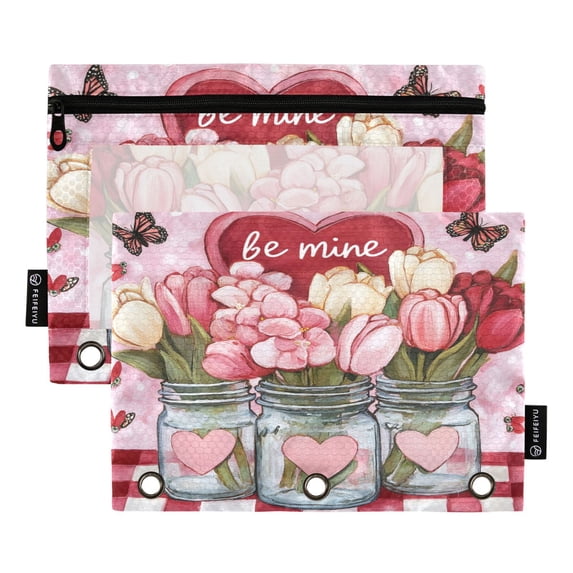 2 Pieces Pencil Bag Binder Pouches 3-Ring Page Turning Folder Pencil ...