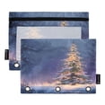 2 Pieces Pencil Bag Binder Pouches 3-Ring Page Turning Folder Pencil ...